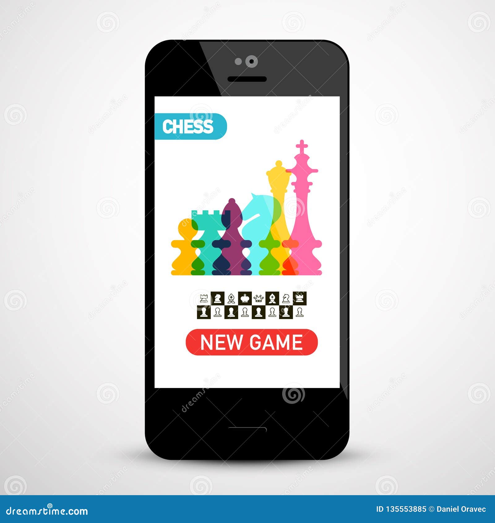 Chess Game App on Phone stock vector. Illustration of chess - 135553885
