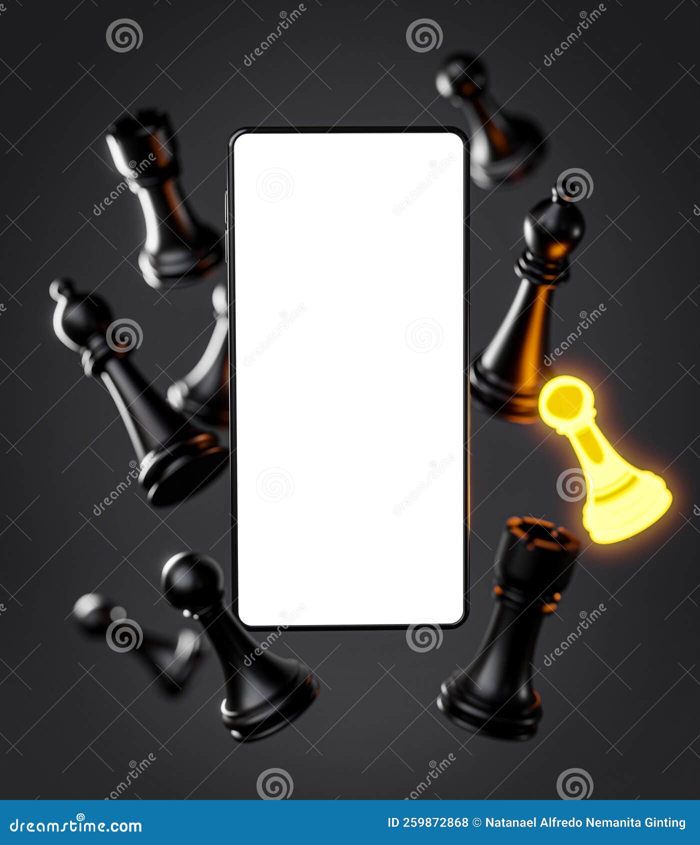Chess Game App Smartphone Mockup Template 3D Render Stock Illustration ...