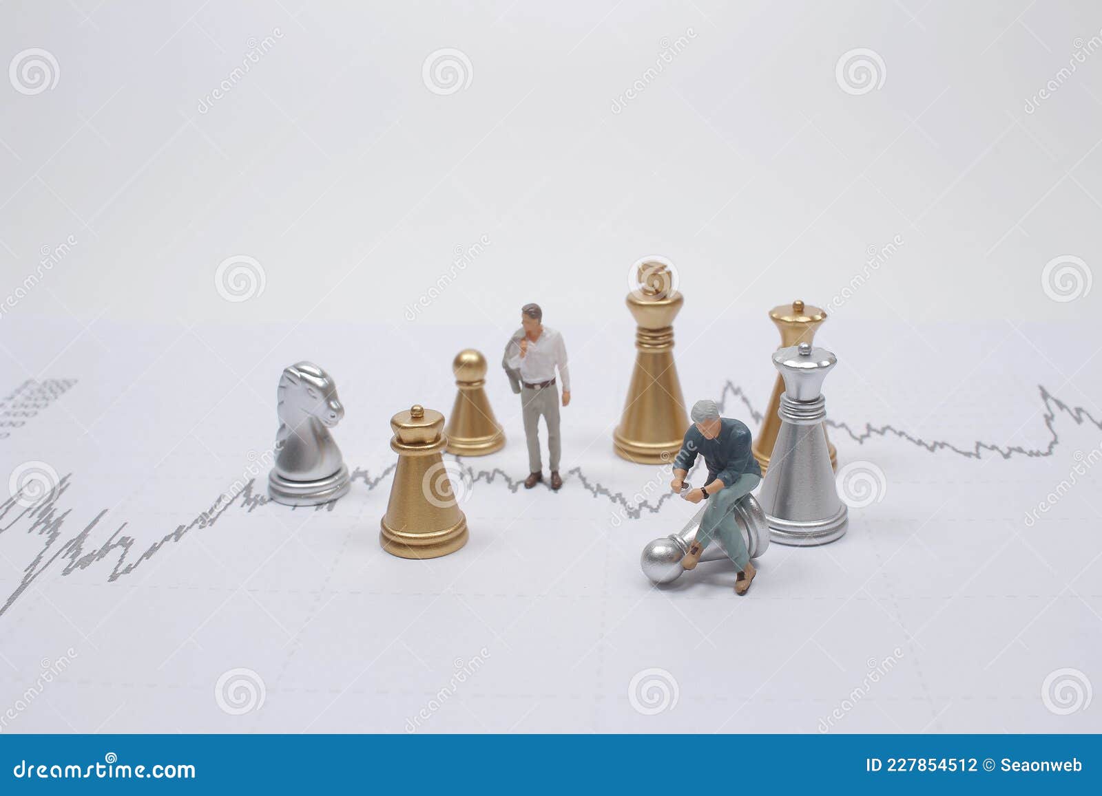 A Chess Game on Chess Board Behind Forex Chart Indicators or Stock ...