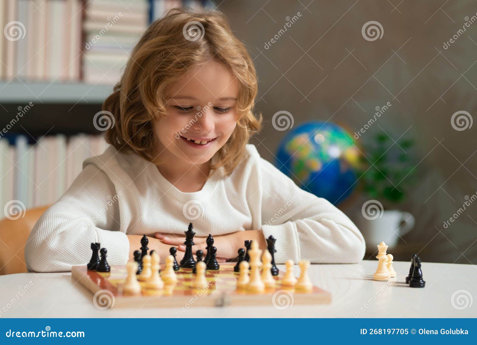 Chess Game for Children. Kid Playing Chess. Games and Activities for ...
