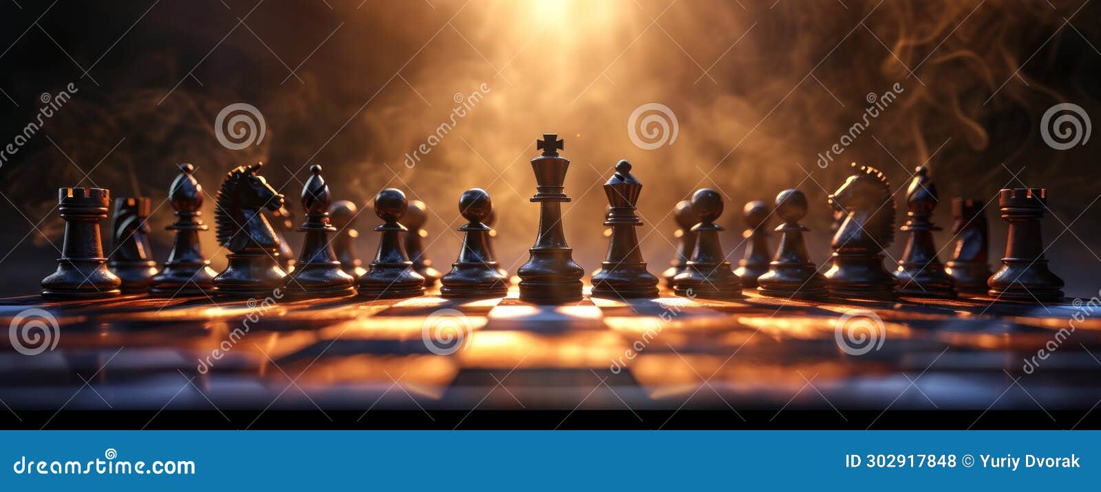 Chess Game with Dramatic Backlight and Smoke, Strategy and Tactics ...