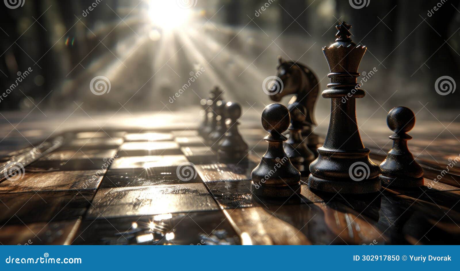Chess Game with Dramatic Backlight and Smoke, Strategy and Tactics ...