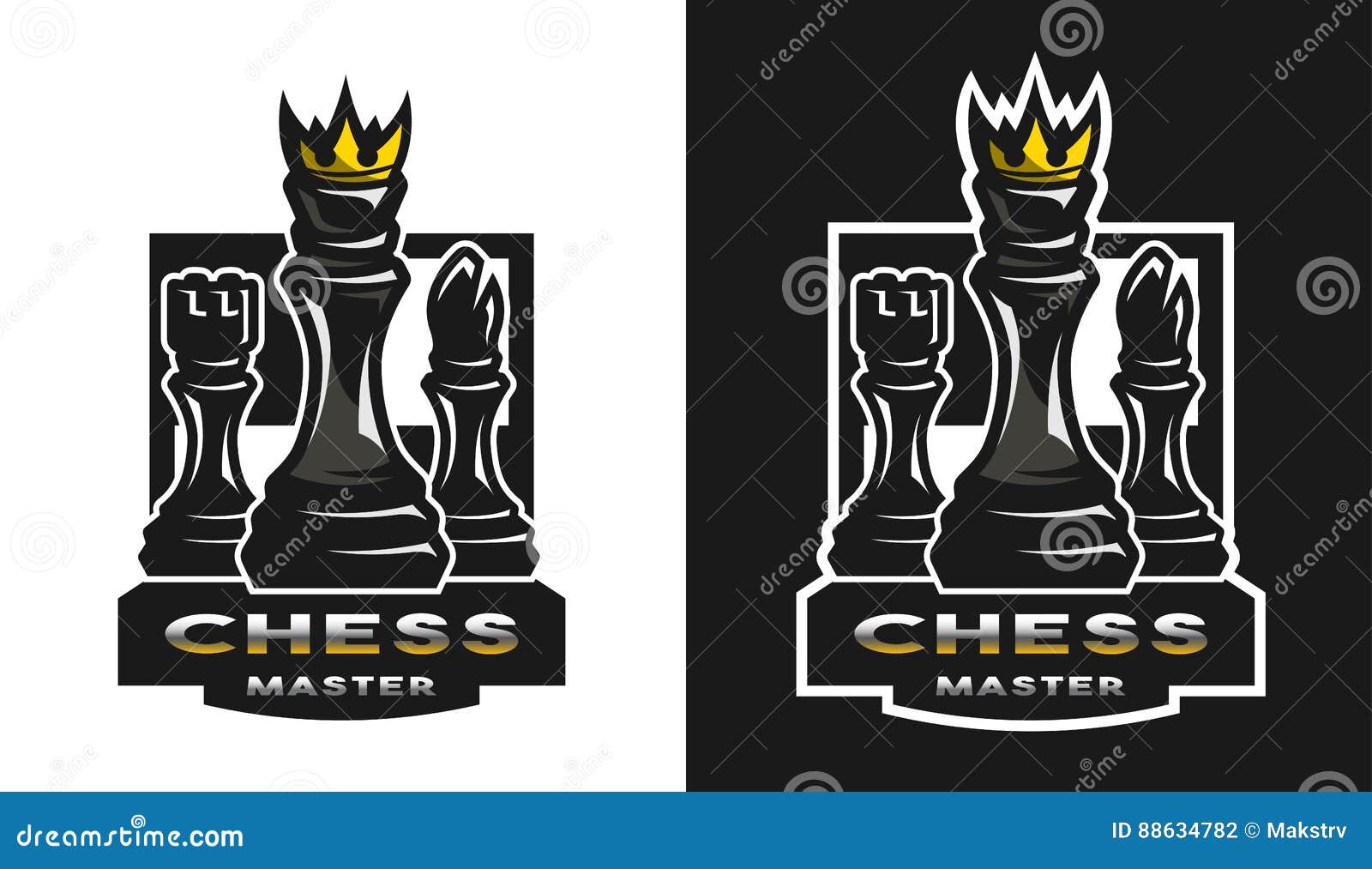 Chess game emblem, logo. stock vector. Illustration of mate - 88634782