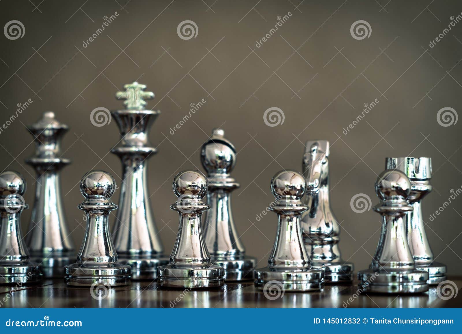 Chess Game. a Group of Silver Chess Team. Business Strategy and Team ...