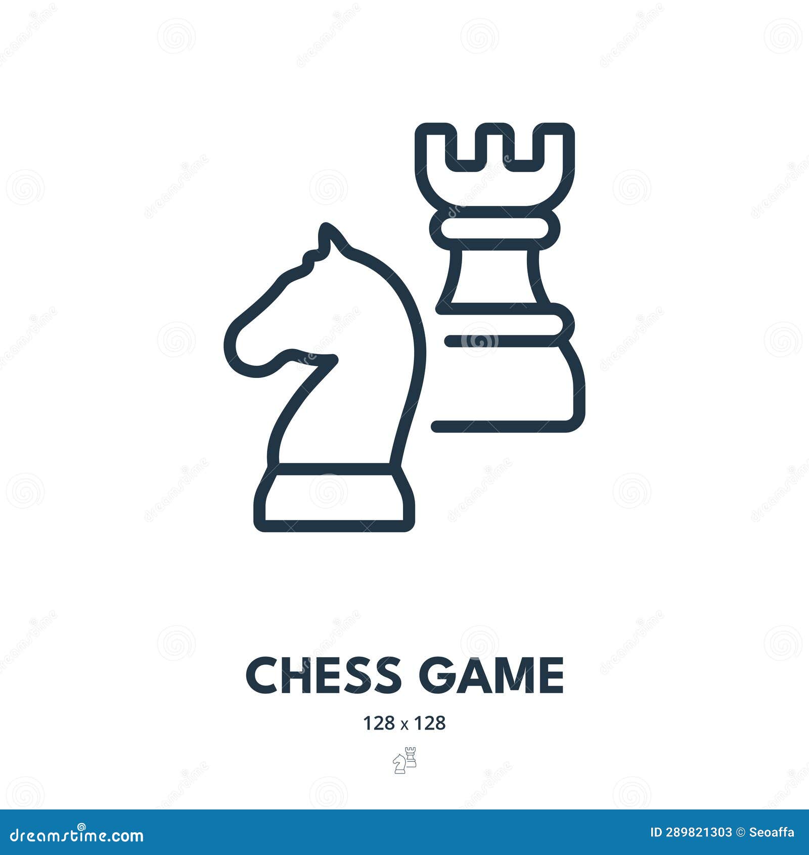 Chess Game Icon. Checkmate, Horse, Rook. Editable Stroke. Vector Icon ...
