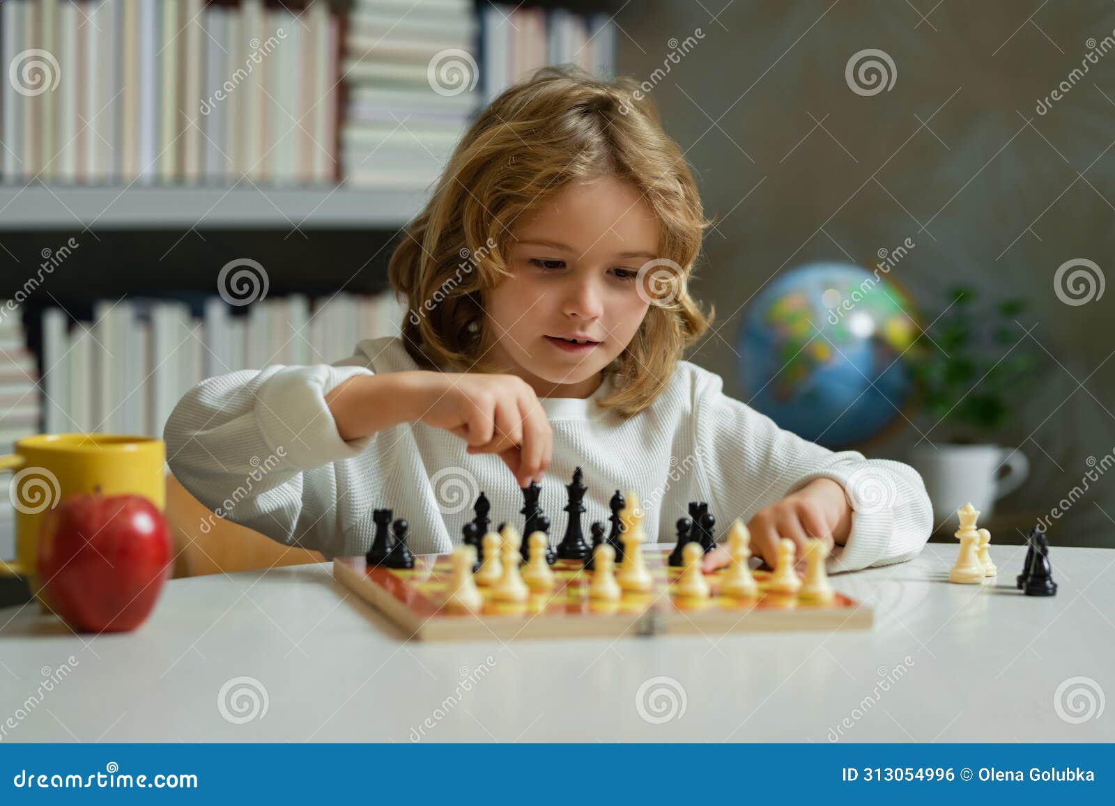 Chess Game for Kids. Child Playing Chess. Stock Photo - Image of ...