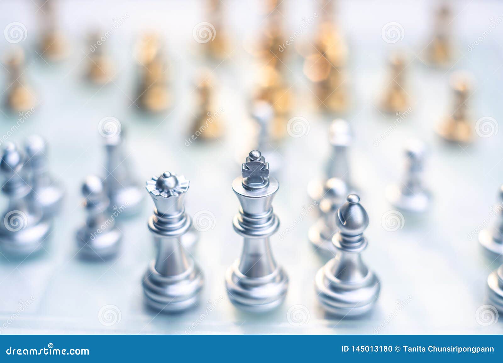Chess Game. a King Stand Determinedly among the Enemies Stock Photo ...