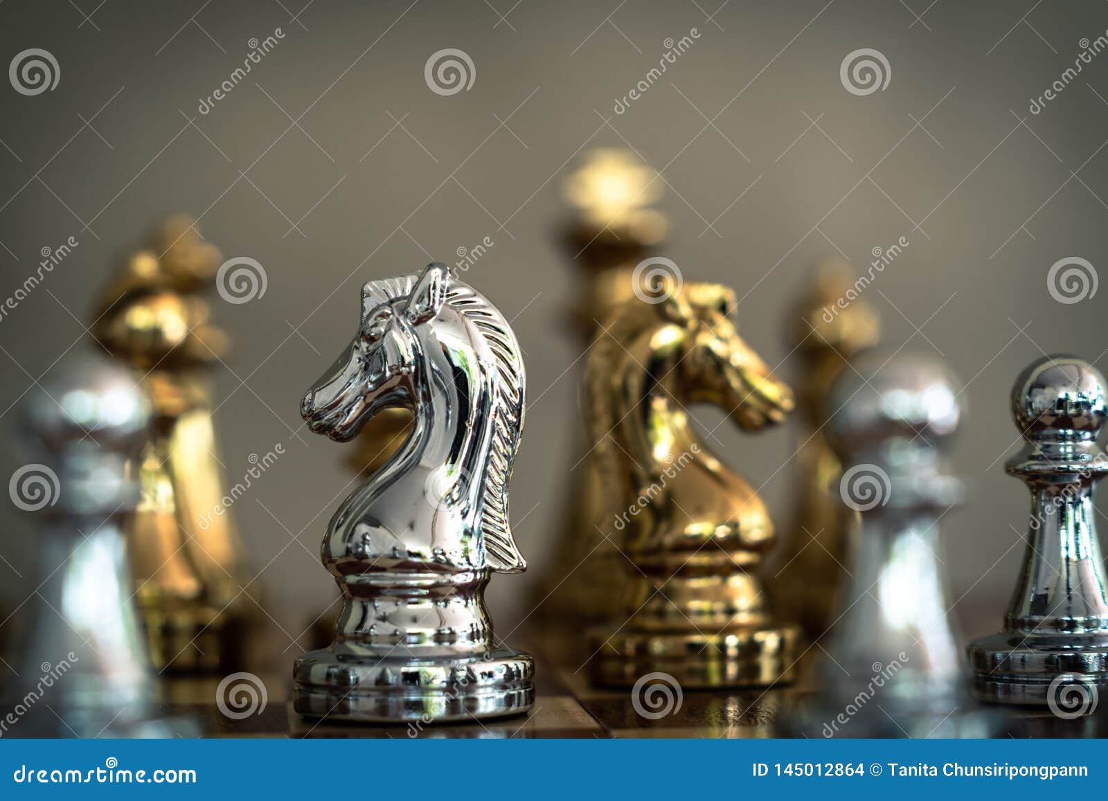 Chess Game. a Knight Stand Determinedly among the Enemies Stock Photo ...