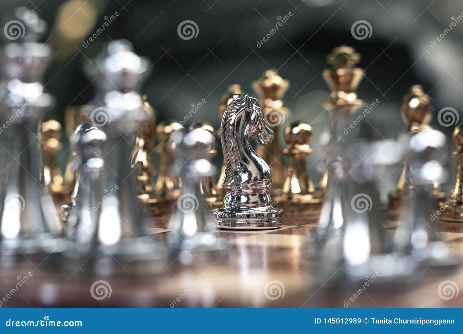 Chess Game. a Knight Stand Determinedly among the Enemies Stock Image ...