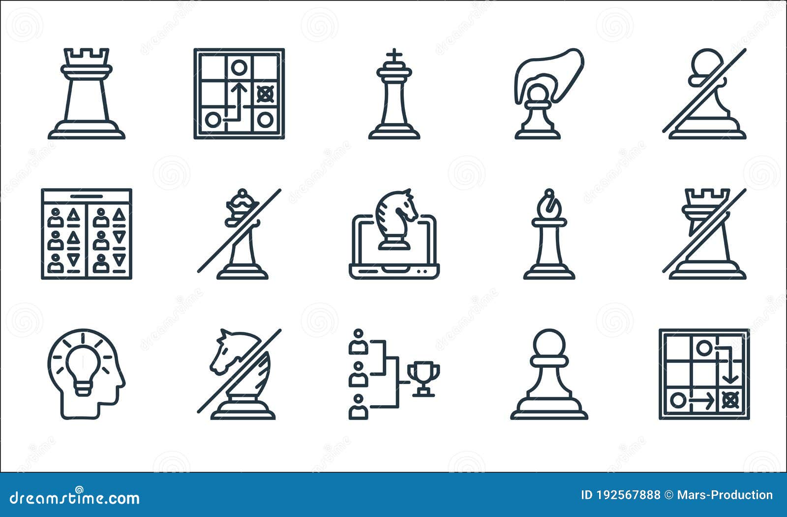 Chess Game Line Icons. Linear Set Stock Vector - Illustration of ...