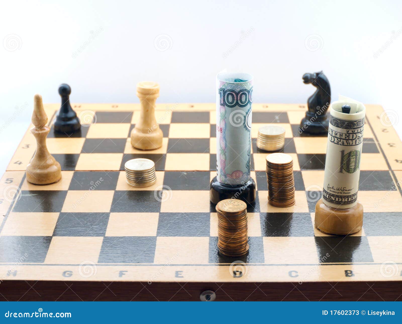 Chess game with money stock image. Image of gamble, decide - 17602373