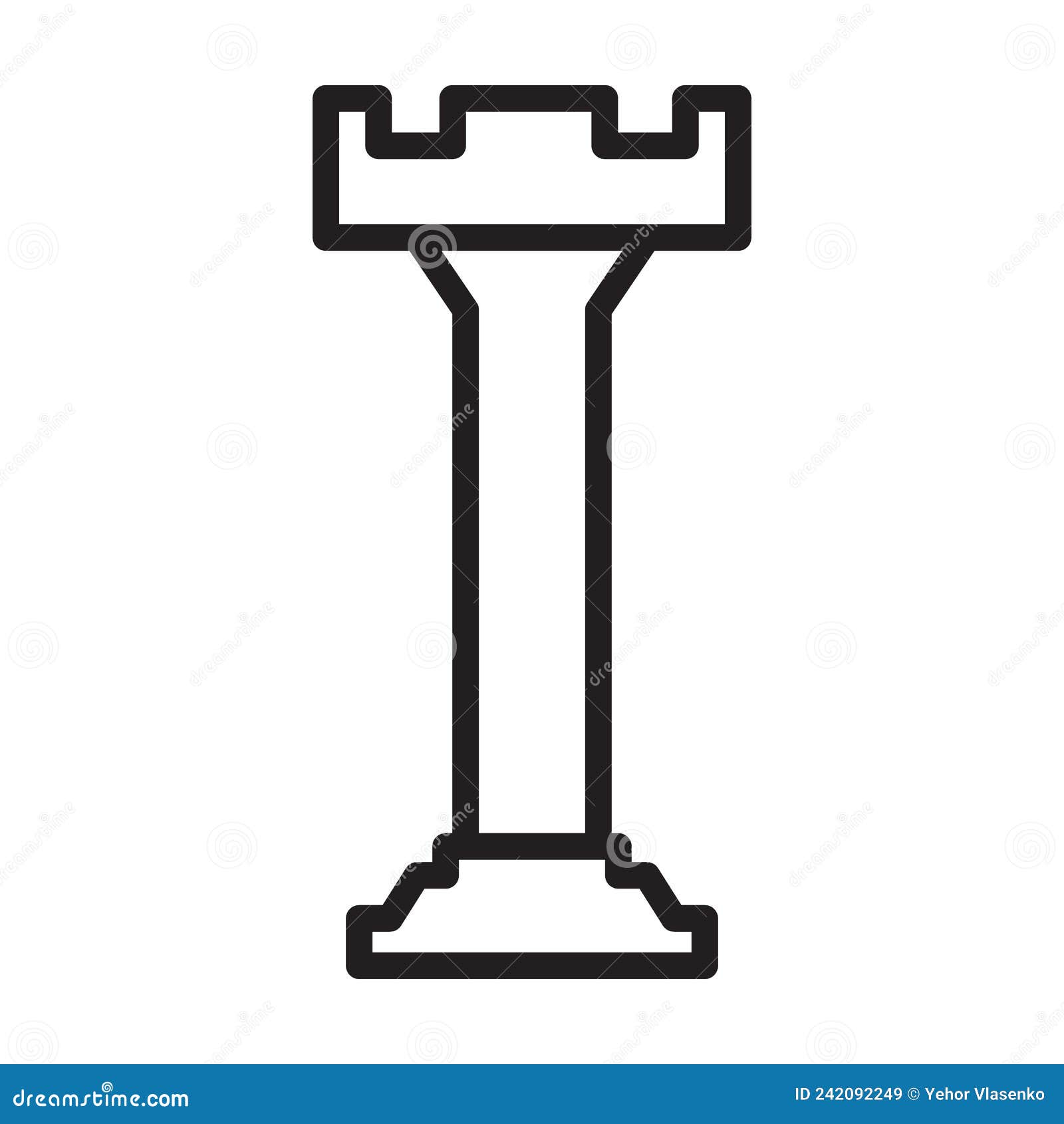 Chess Game Outline Vector Icon.Outline Vector Illustration of Rook ...