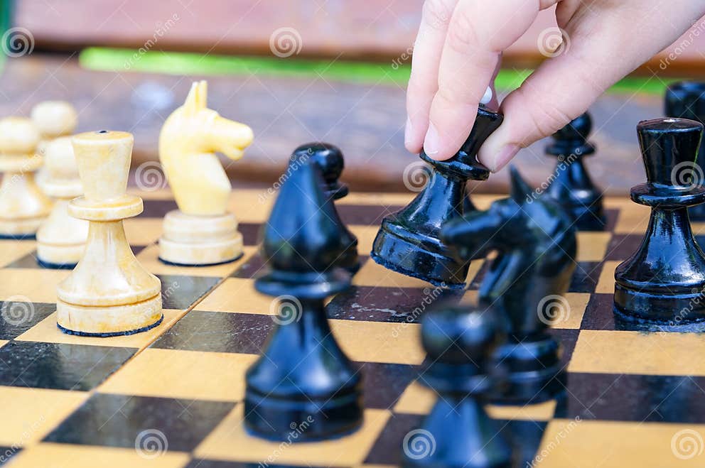 Chess game on the bench. stock image. Image of board - 150412187