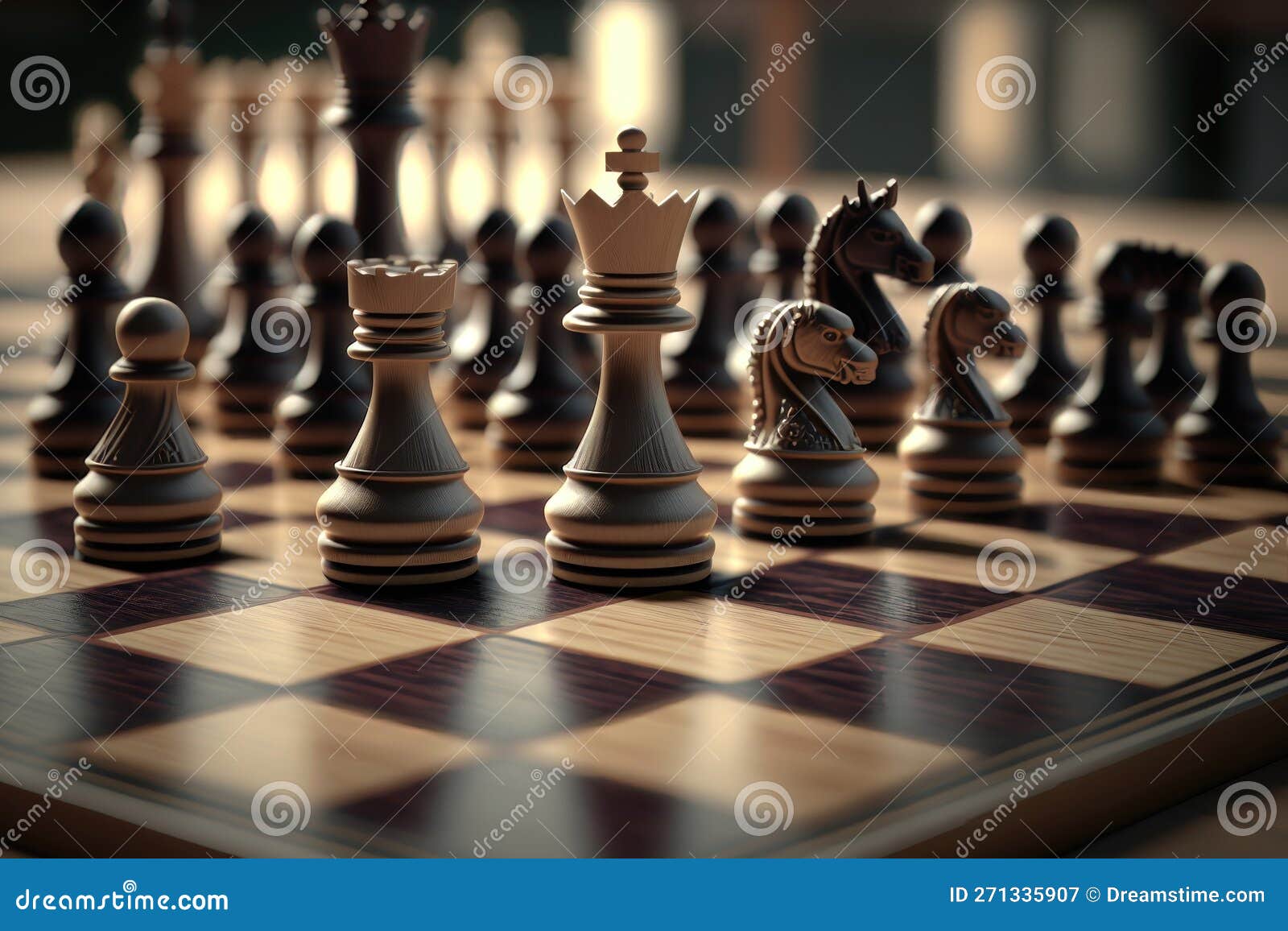 Chess Game. Chess Pieces on a Board. Darck Background. AI Generation ...