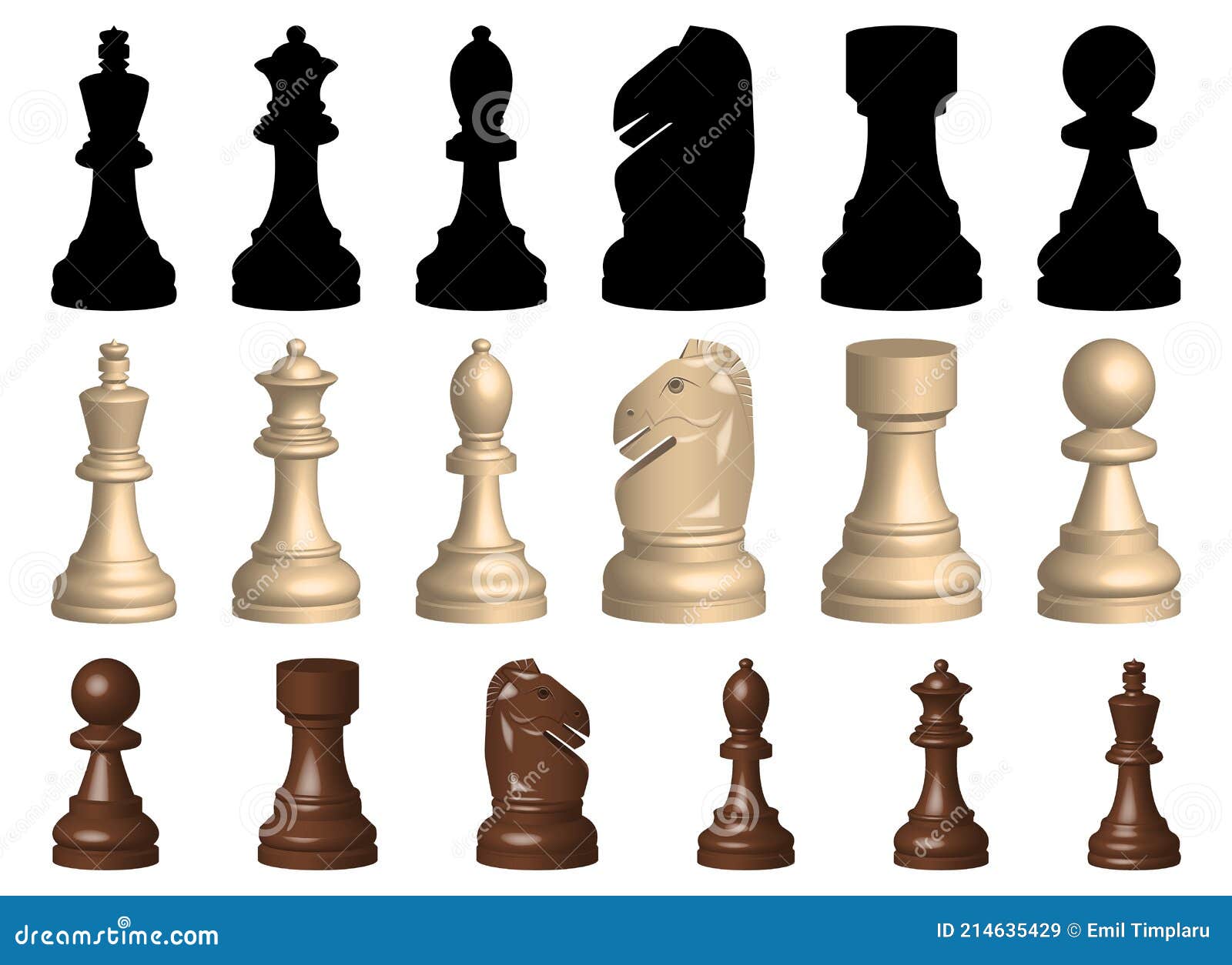 Chess Game Pieces Vector Design Illustration Isolated on White ...