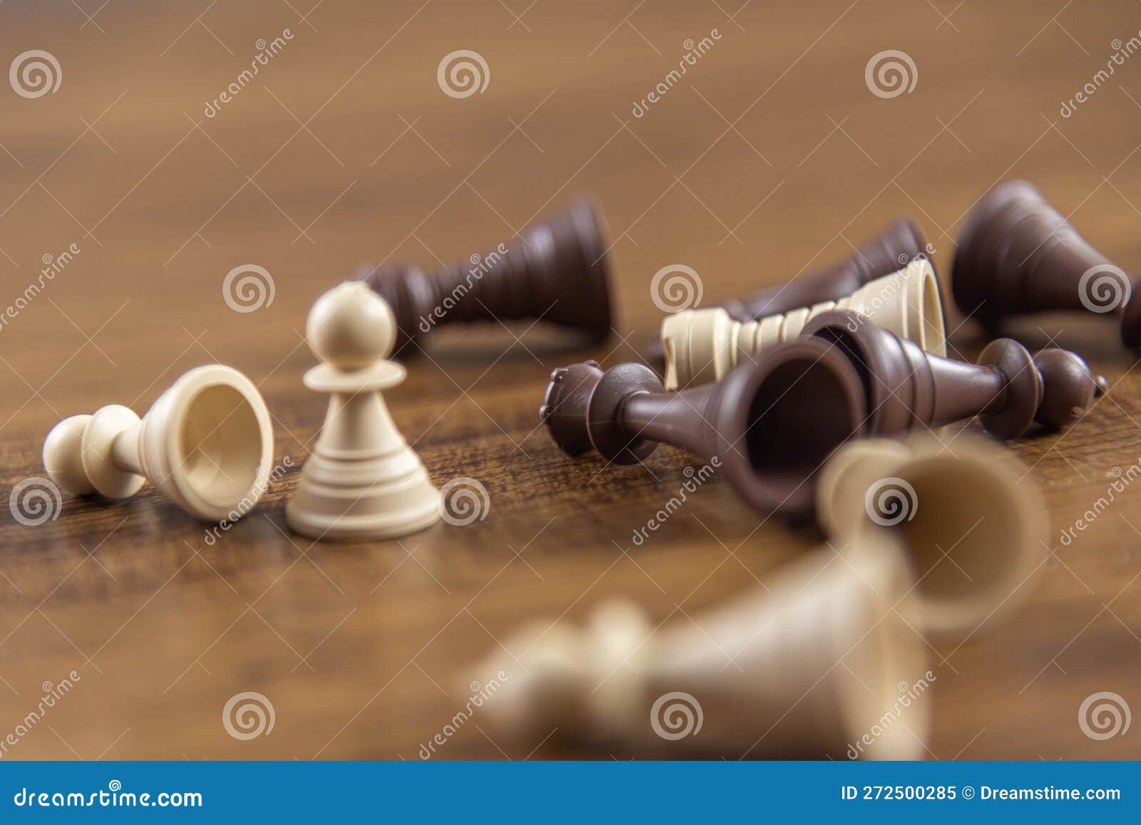 Chess Game Pieces on Wooden Background Stock Image - Image of idea ...