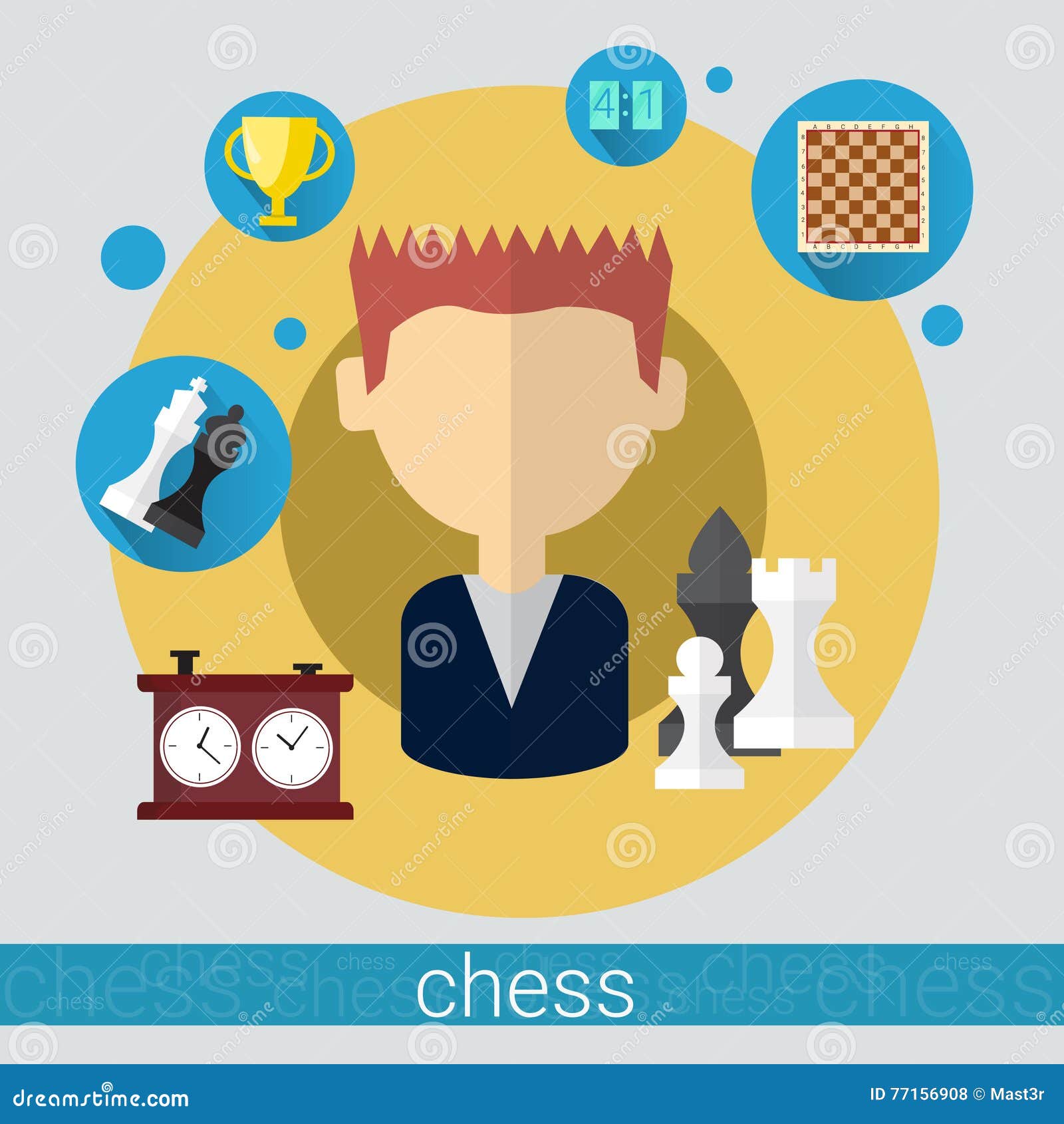 Chess Game Player Young Man Icon Stock Vector - Illustration of ...