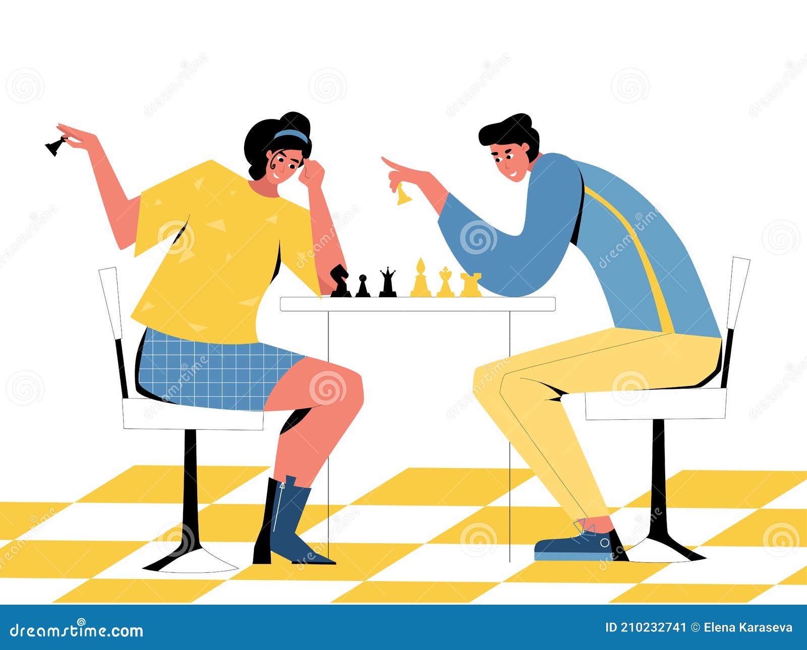 Chess Game. Trendy Flat Illustration. People Play Chess. Chess Pieces ...