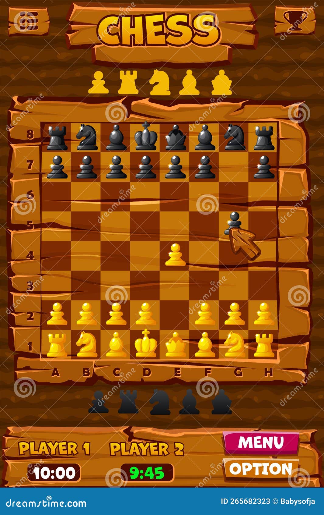 Chess Game UI, Interface and Button Set Stock Vector - Illustration of ...