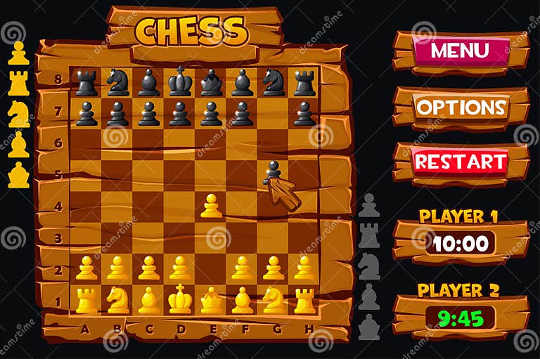Chess Game UI, Interface and Button Set Stock Vector - Illustration of ...