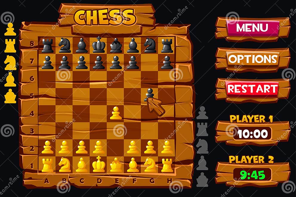 Chess Game UI, Interface and Button Set Stock Vector - Illustration of ...