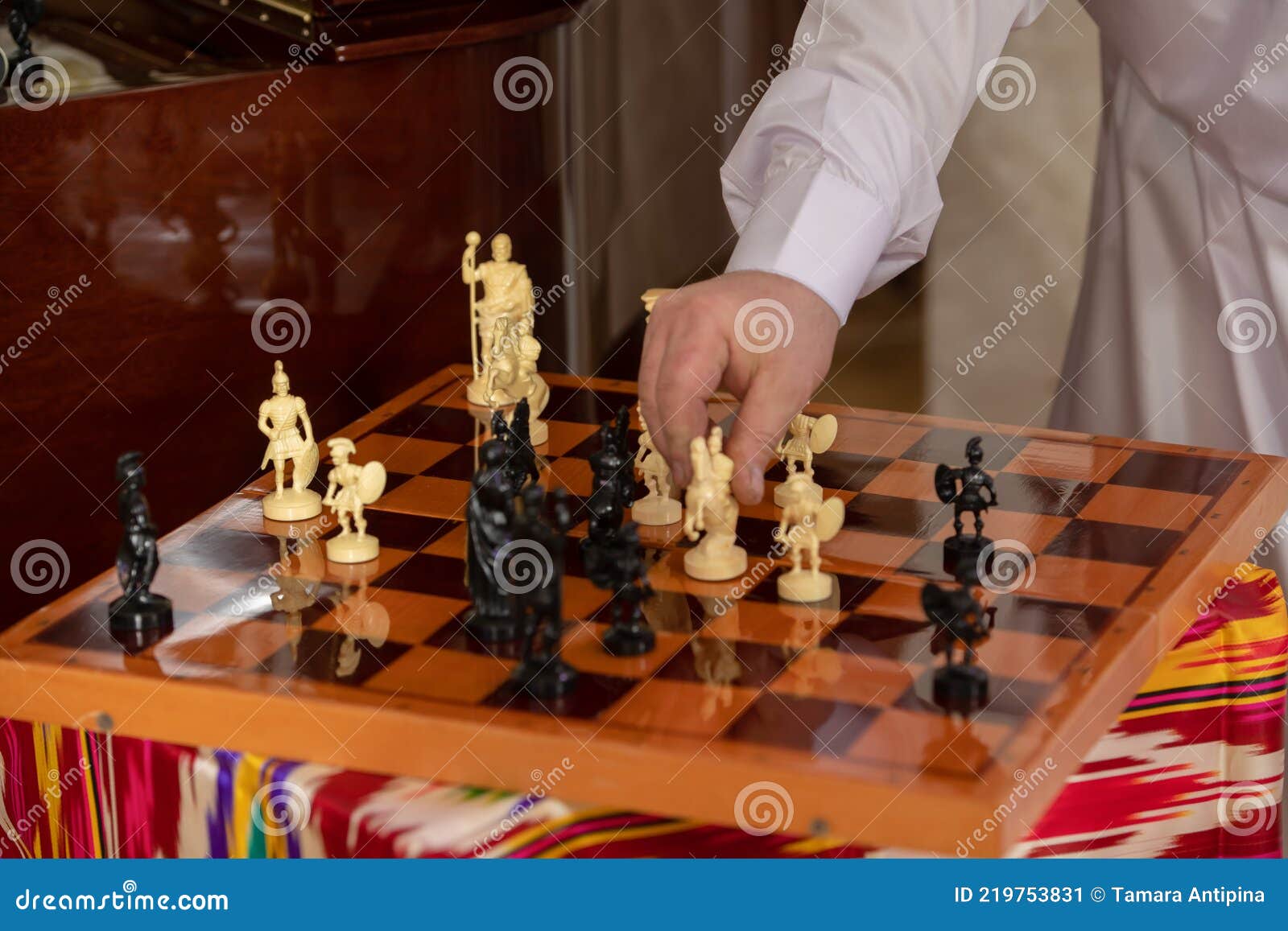 Chess Game Unusual Figures in the Form of People. Stock Image - Image ...