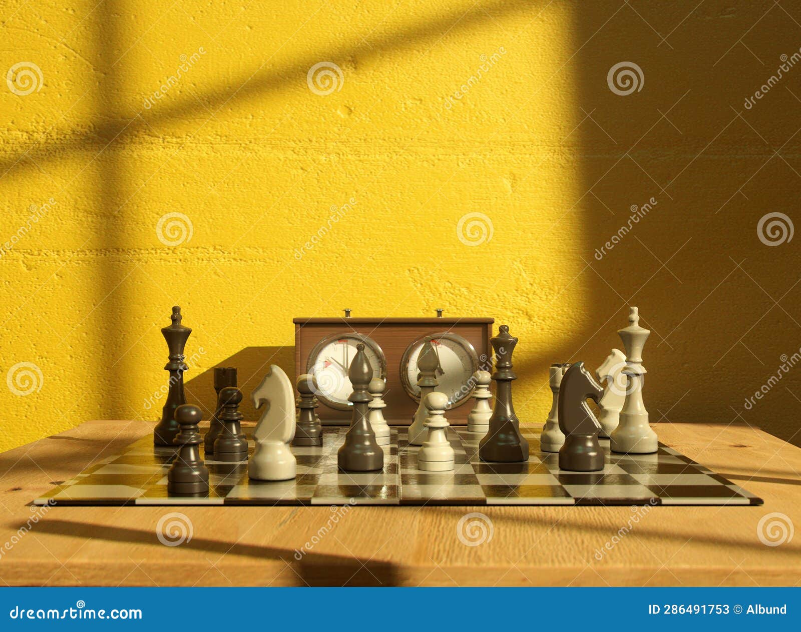 Chess Game Yellow Wall Background Stock Illustration - Illustration of ...