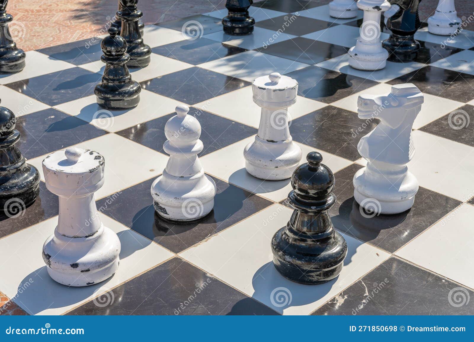 Chess Giant Chess Board Game Set in the Garden Stock Photo - Image of ...