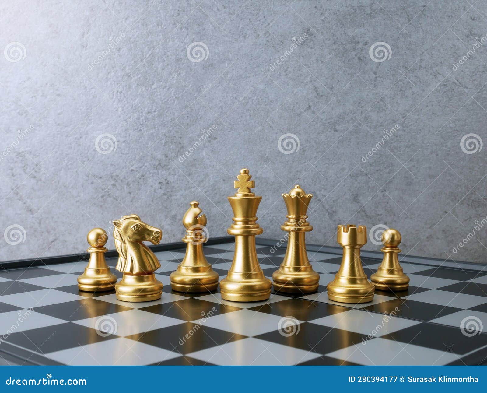 Chess Golden Set on Board Game. Teamwork Concepts Stock Image - Image ...
