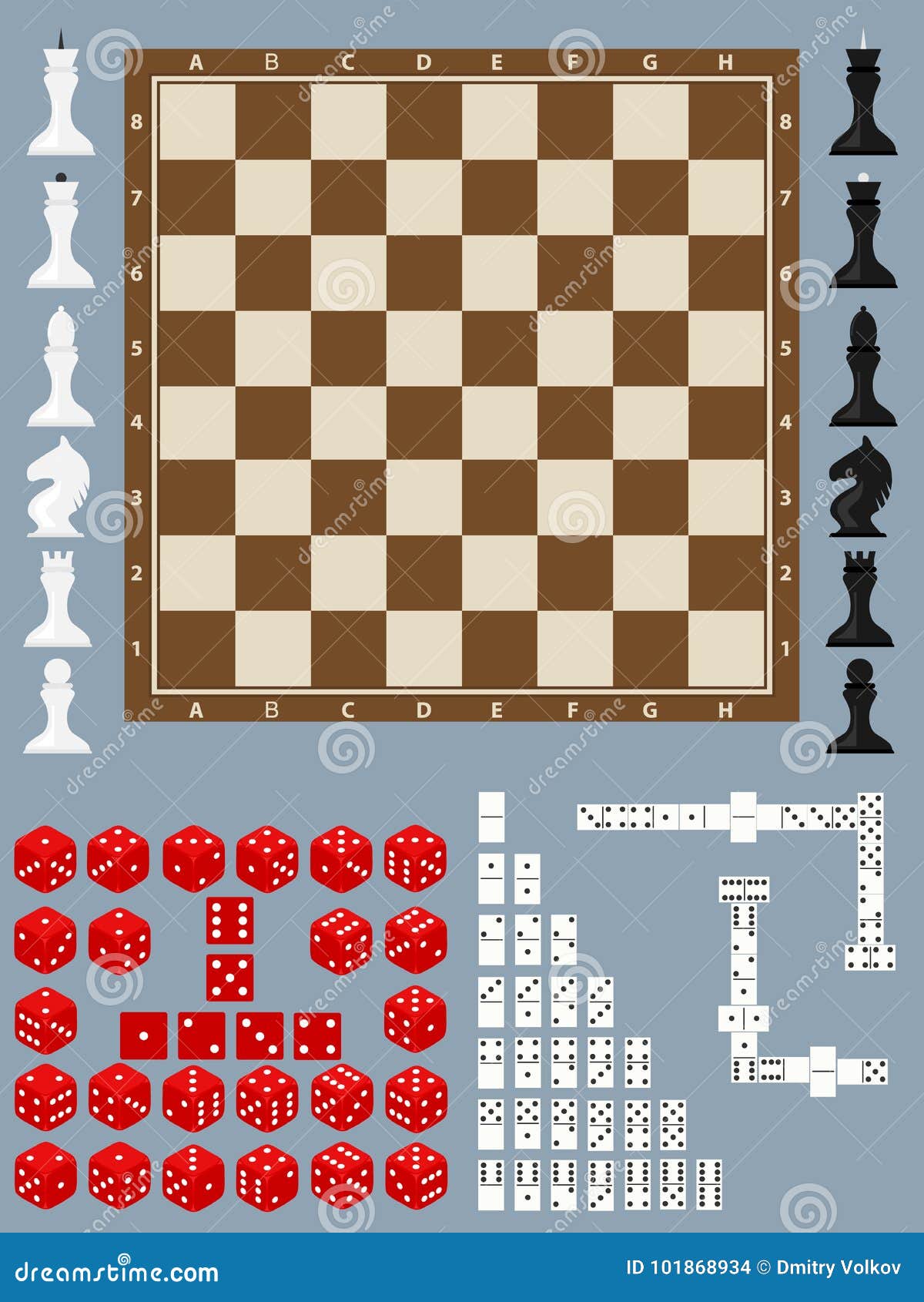 Chess, Dominoes, Dice. Gambling. Stock Vector - Illustration of casino ...