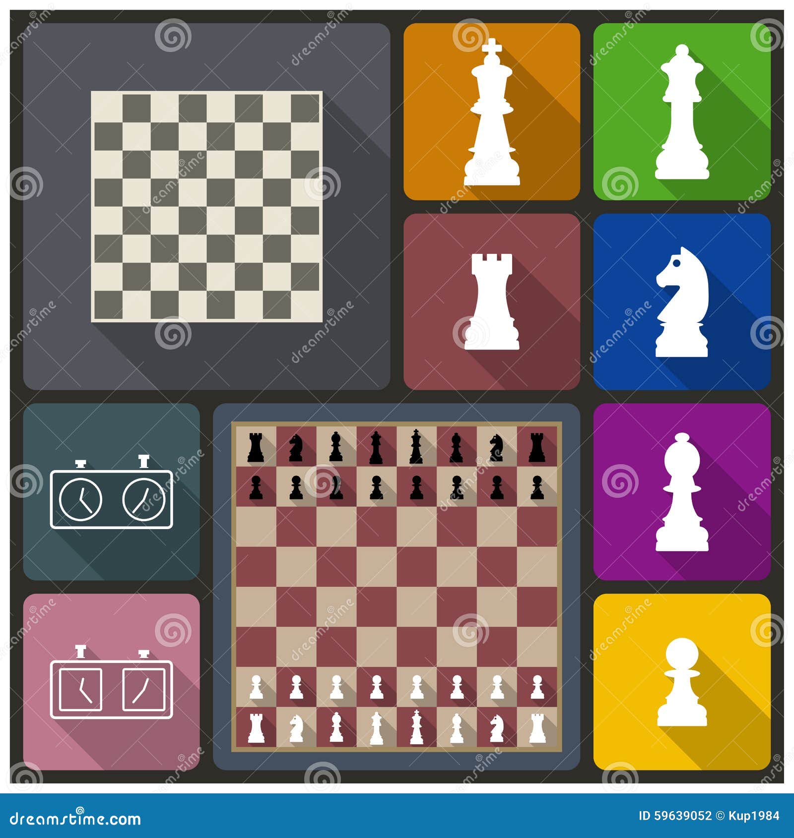 Chess icons, illustration. stock vector. Illustration of sport - 59639052