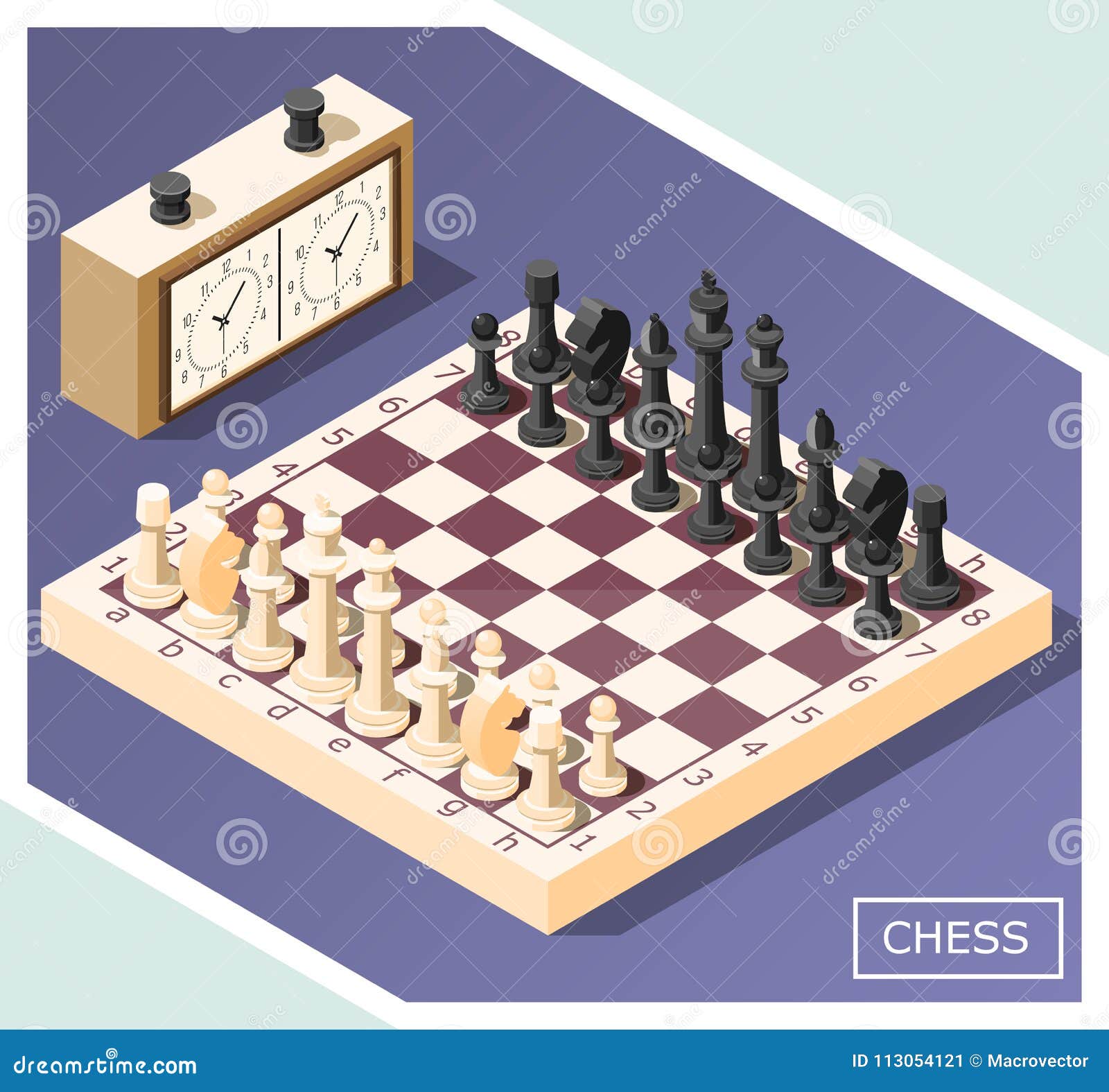 Chess Isometric. Board Game Figures Piece Queen Bishop Strategy Vector ...