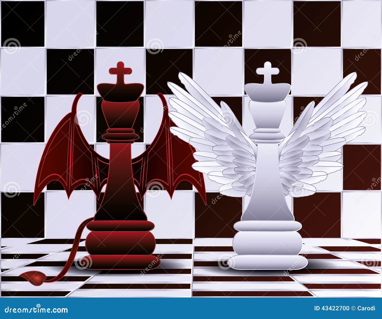 Devil Vs Angel Playing Chess