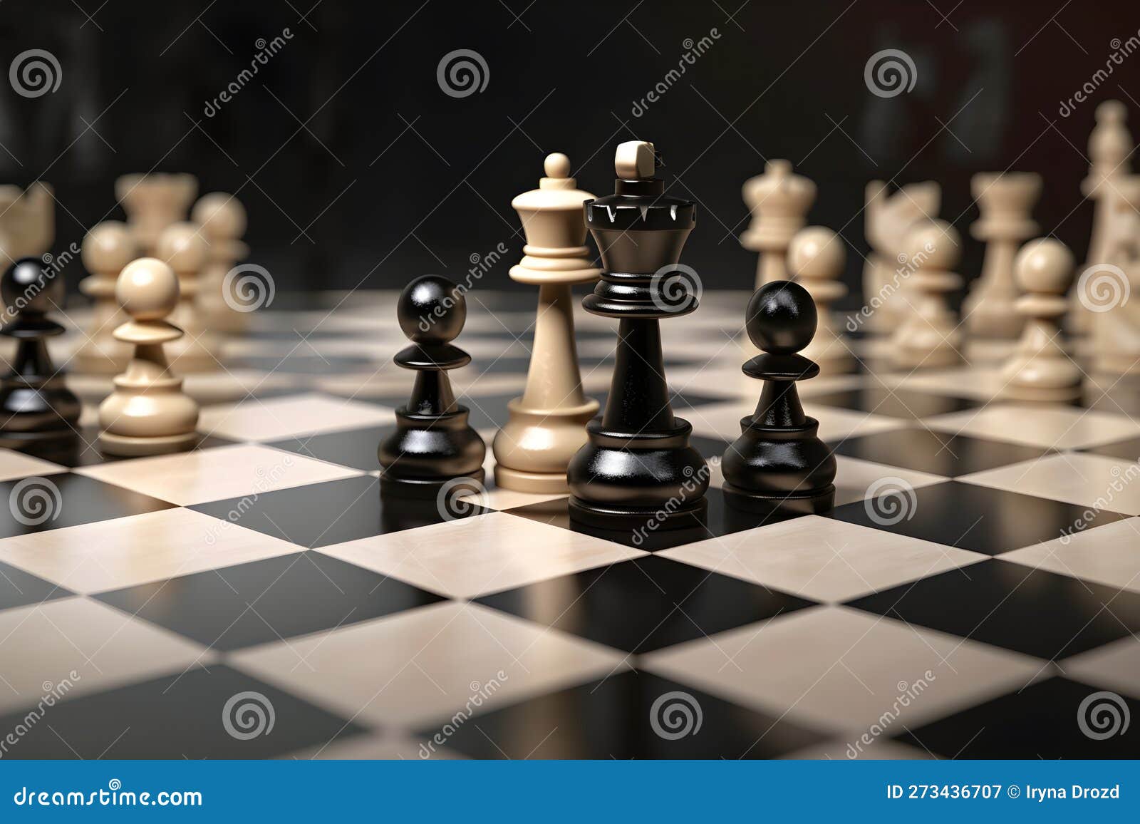 Chess King on Chess Board Game with Defeated Chess Figures. Success ...