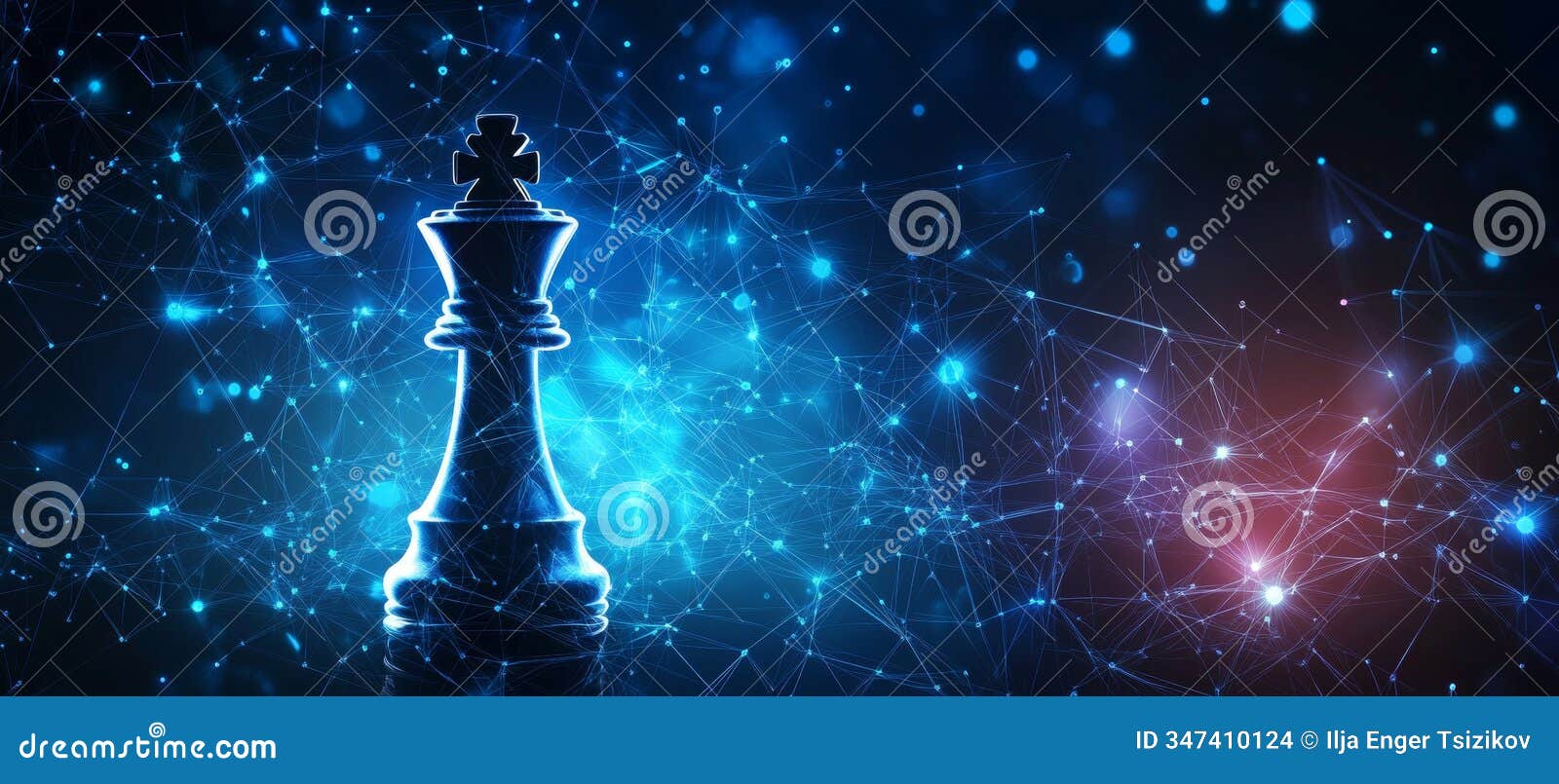 Chess King on Digital Network Background, Leadership, Strategy, and ...