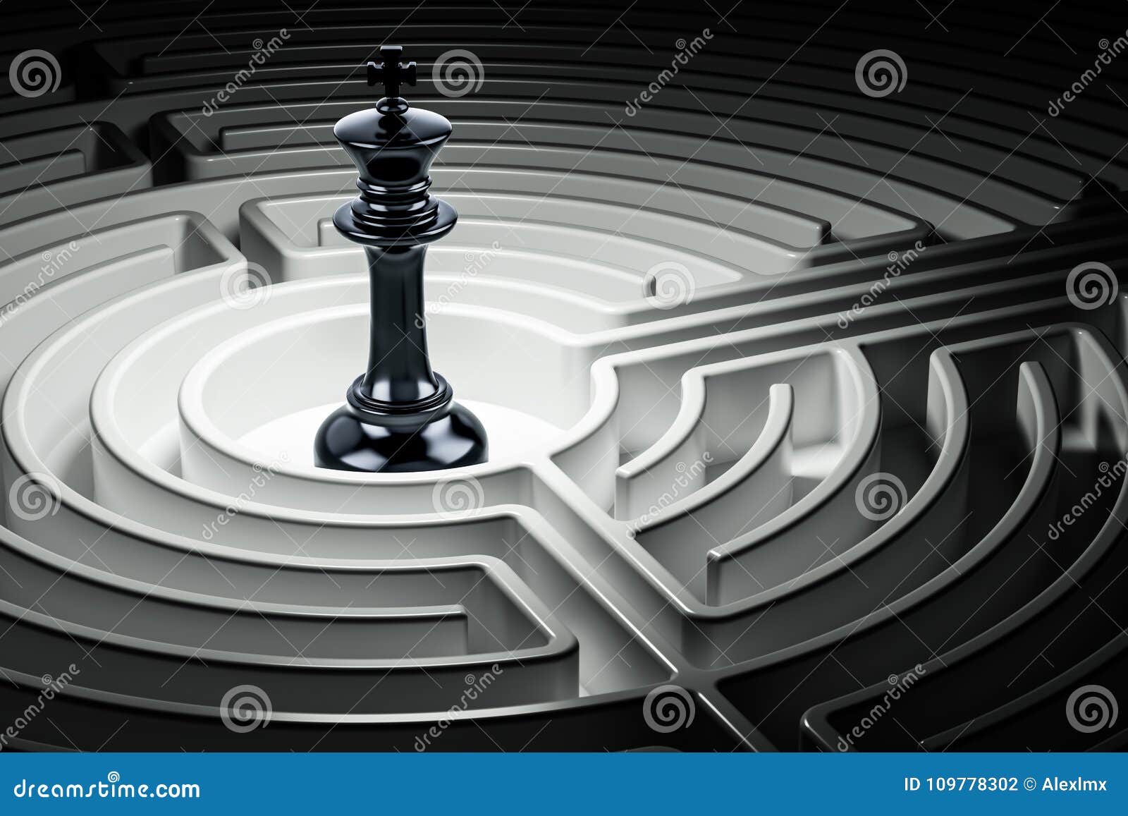 Chess King Inside Labyrinth Maze, 3D Stock Illustration - Illustration ...