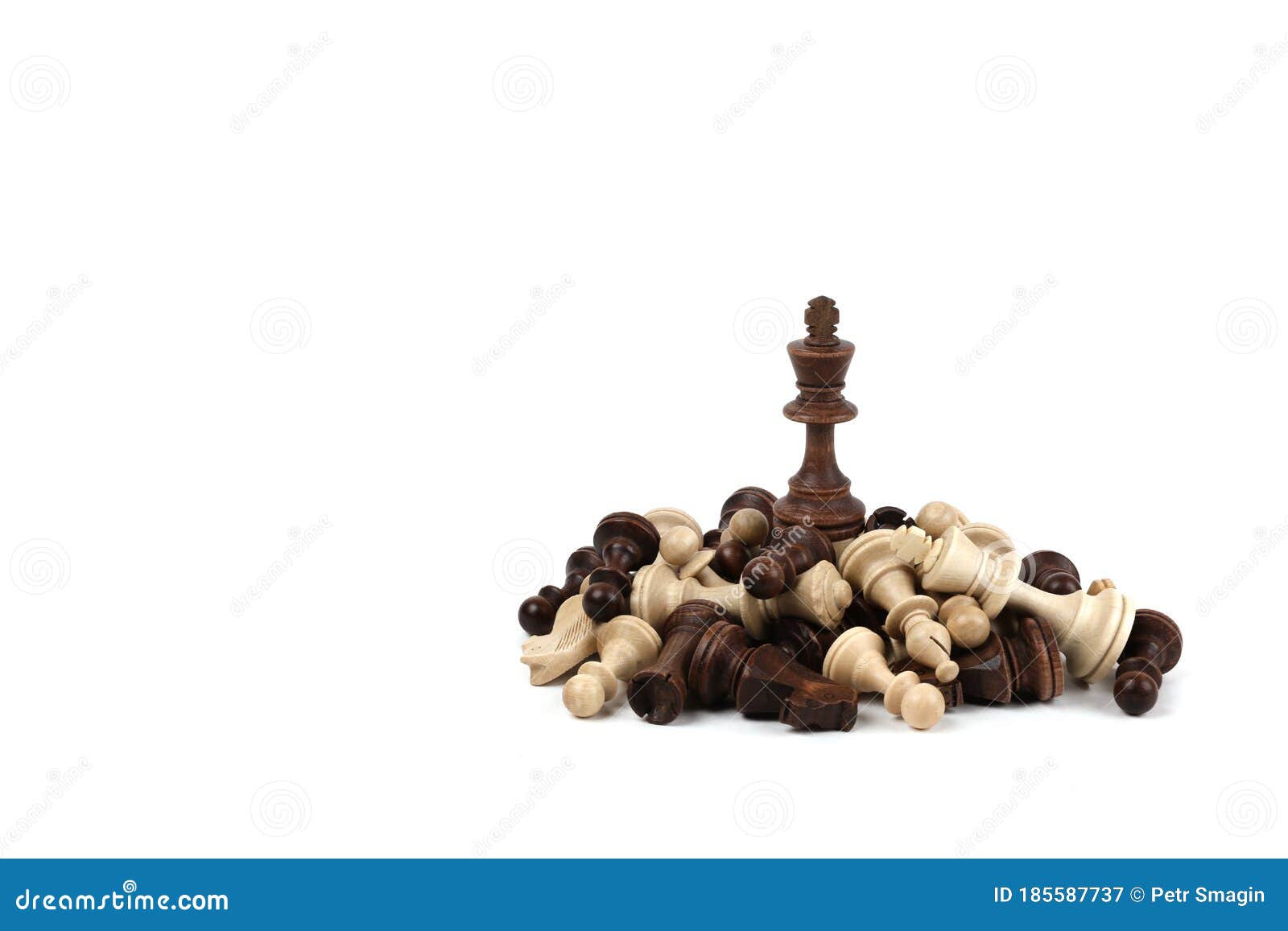 Chess King on a Pile of Defeated Pieces Stock Image - Image of space ...