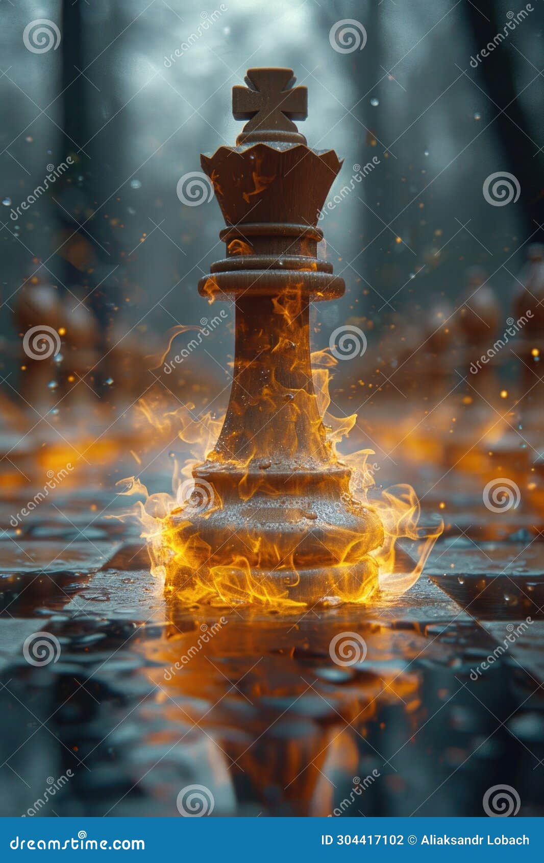 The Chess King S Piece is on Fire in the Street Stock Illustration ...