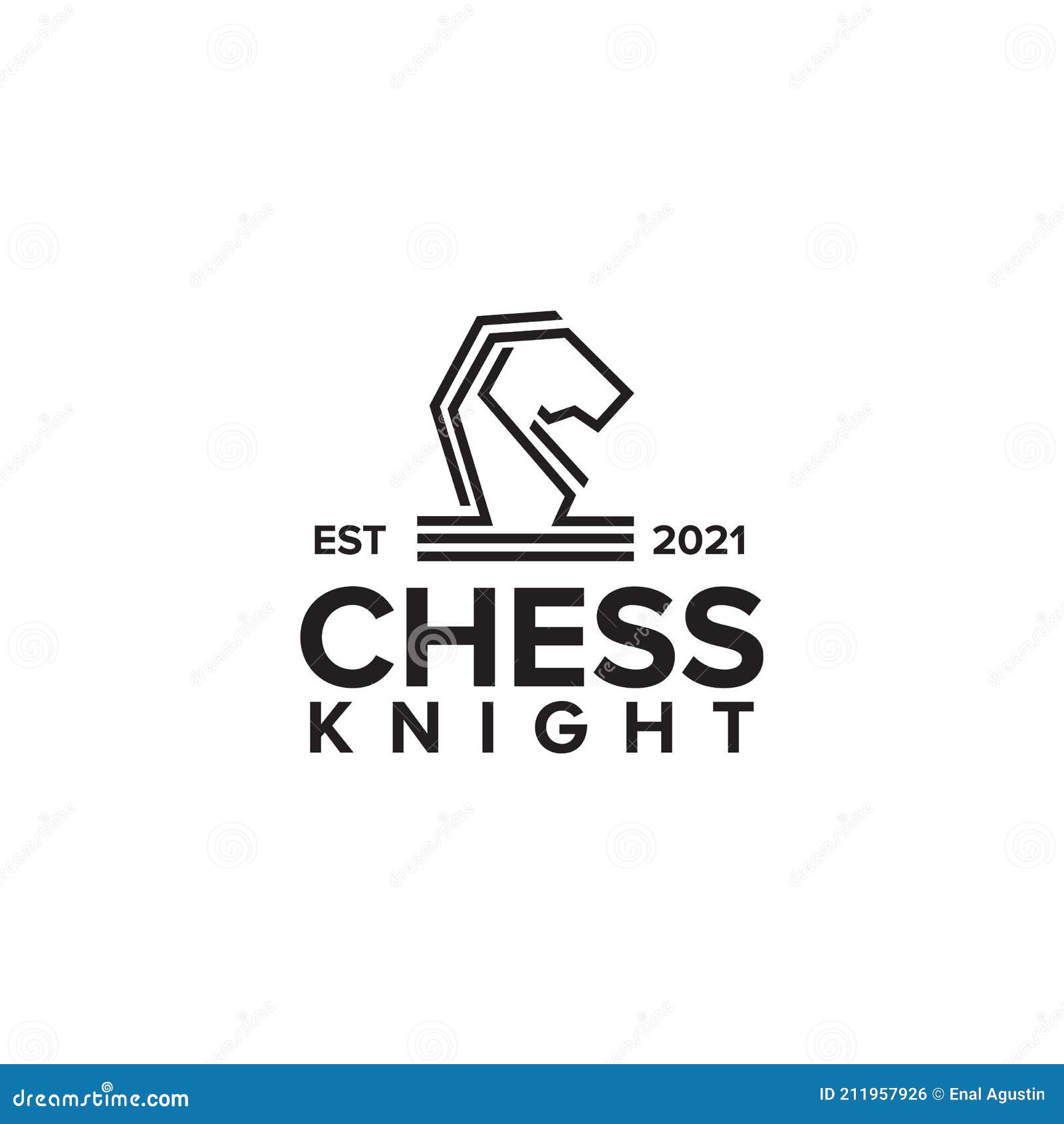 Chess Knight Logo with Monoline Design Stock Vector - Illustration of ...