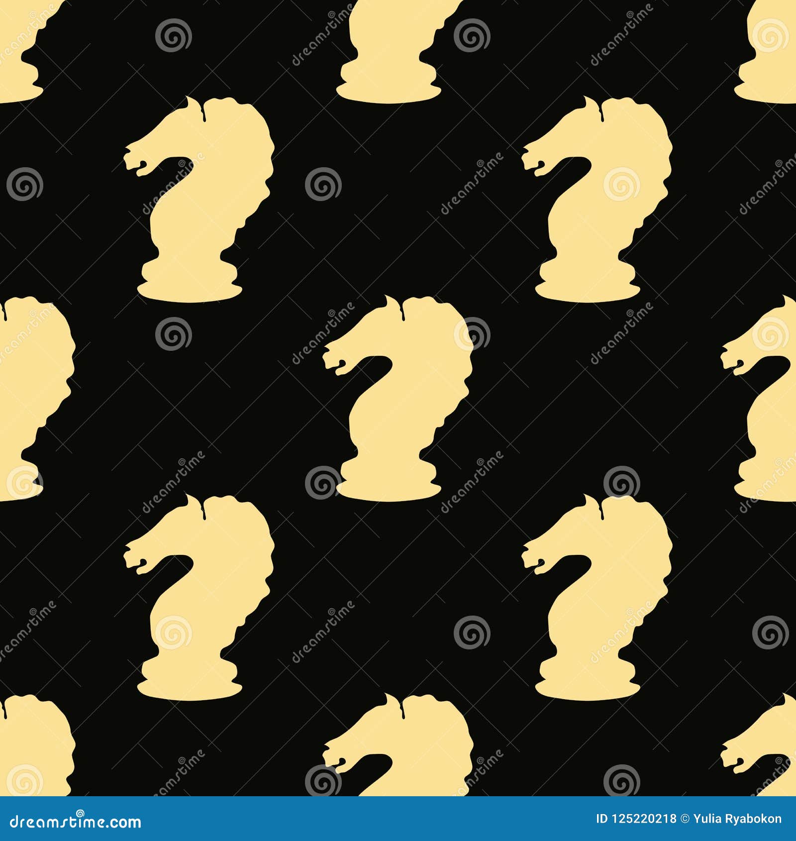 Chess Knight Seamless Pattern Stock Illustration - Illustration of ...