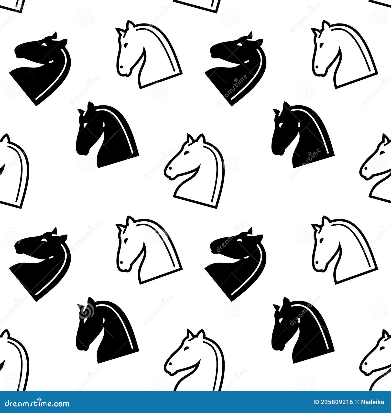 Chess Knight Seamless Pattern Stock Vector - Illustration of seamless ...