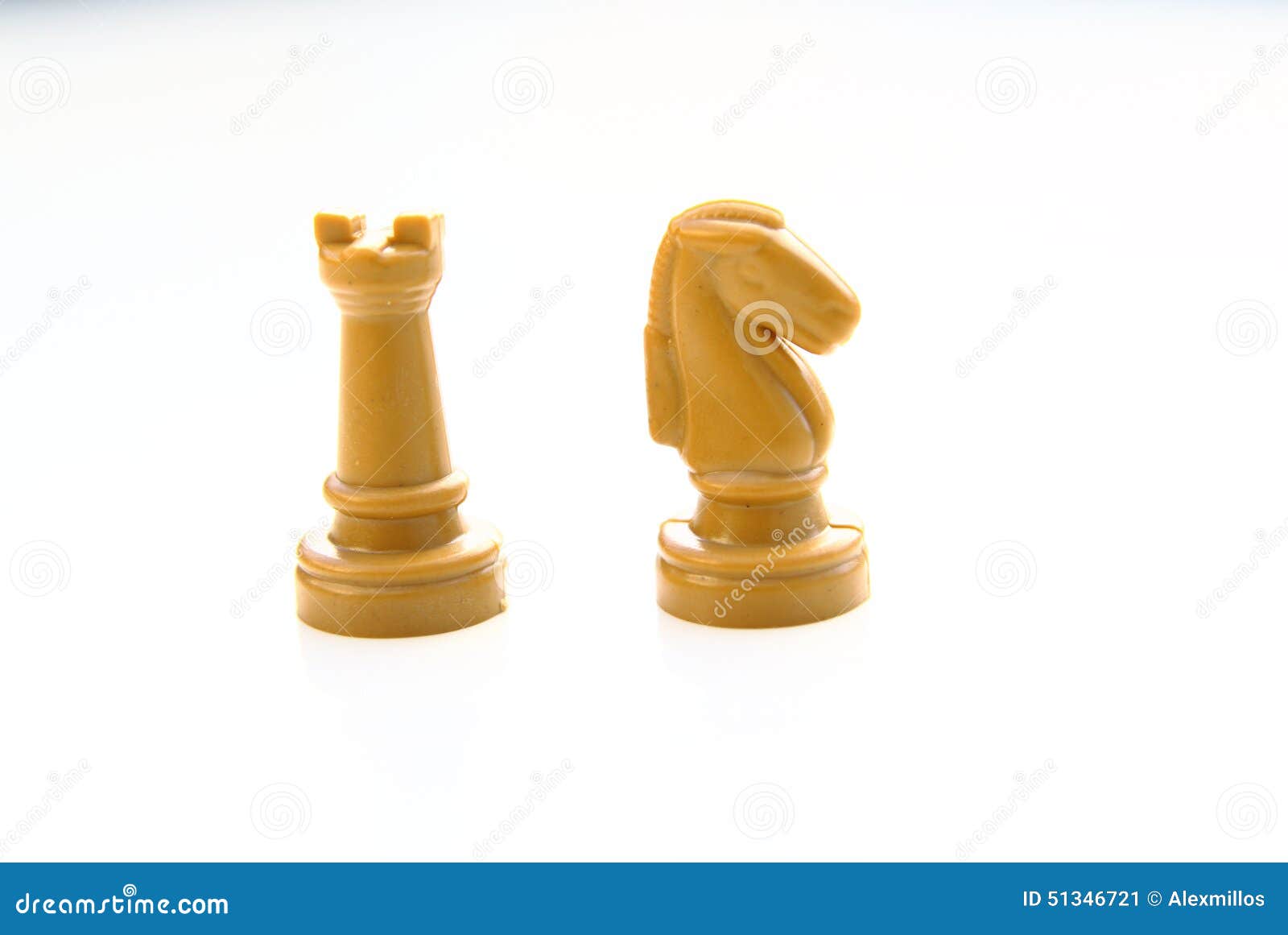 Chess Knight and Tower Isolated on White Stock Image - Image of carved ...