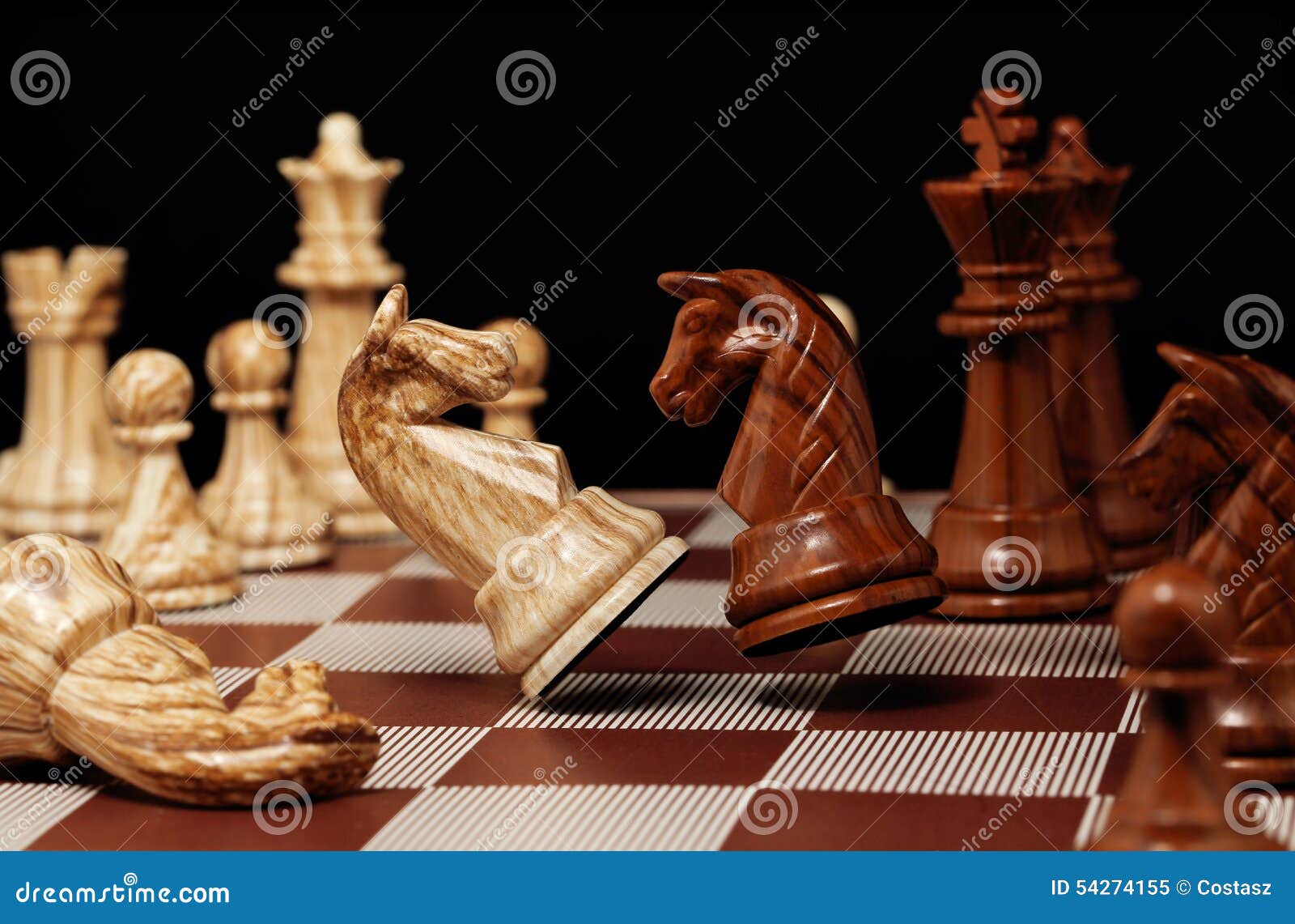 Chess knights stock image. Image of closeup, fight, pawns - 54274155