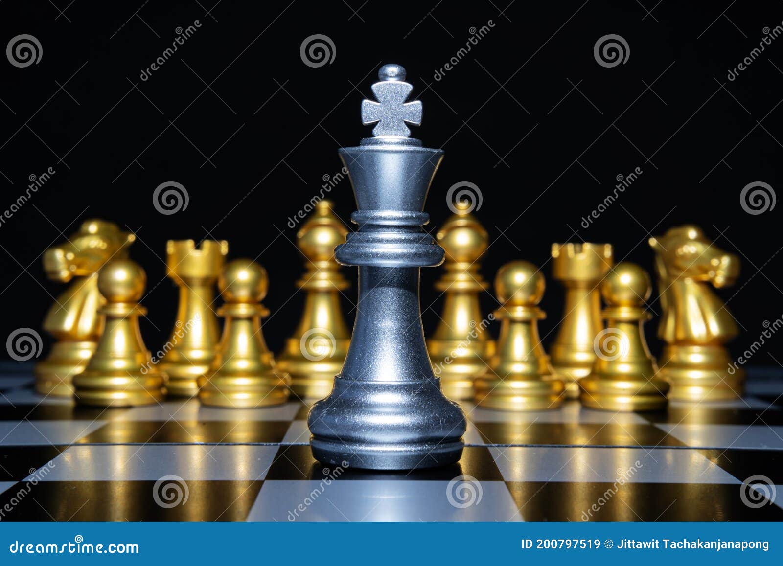 Chess Leadership Concept with Silver and Gold Chess Pieces Stock Image ...