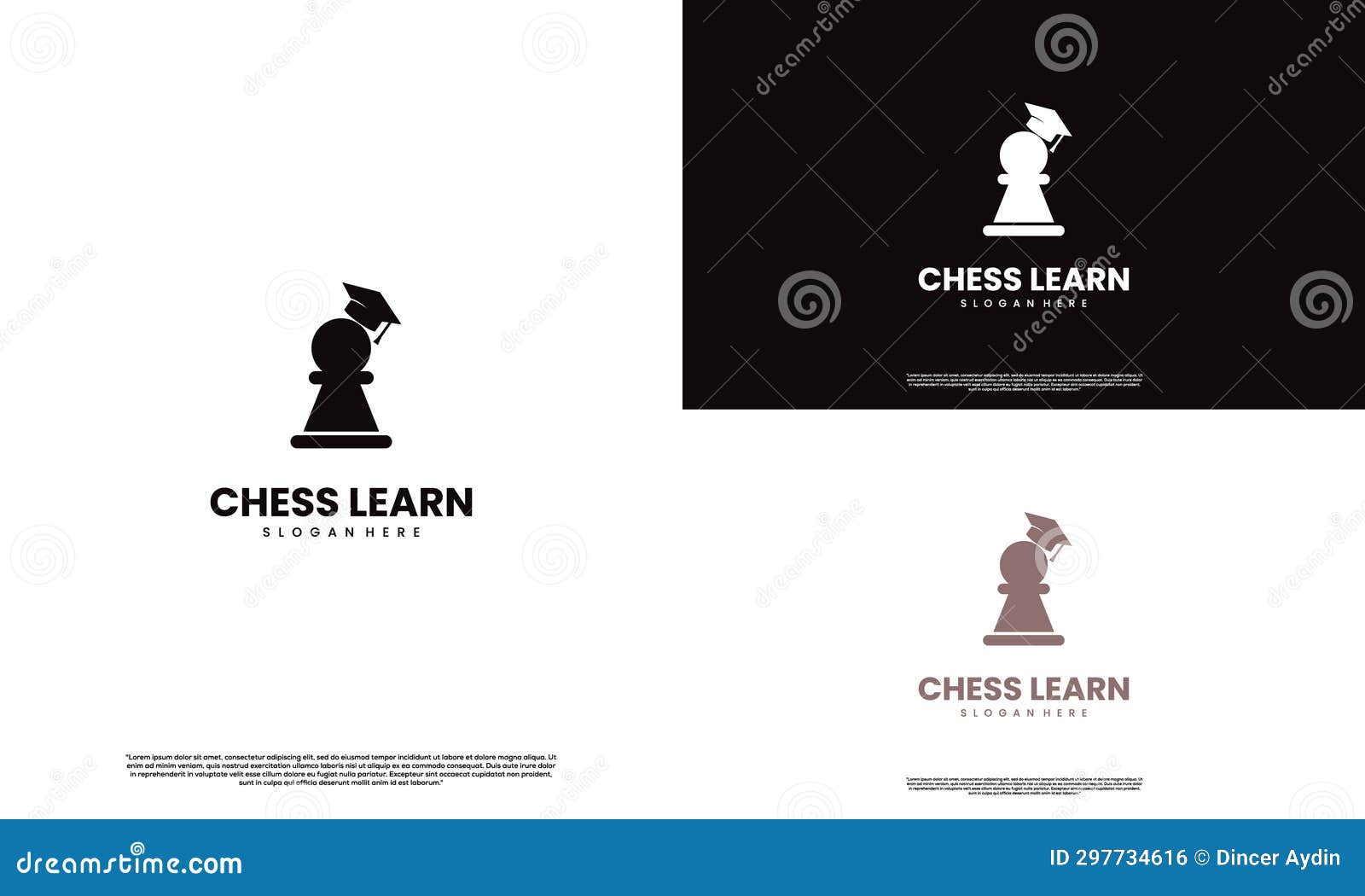 Chess Learning Logo, Pawn with Graduation Hat Logo Concept Stock Vector ...