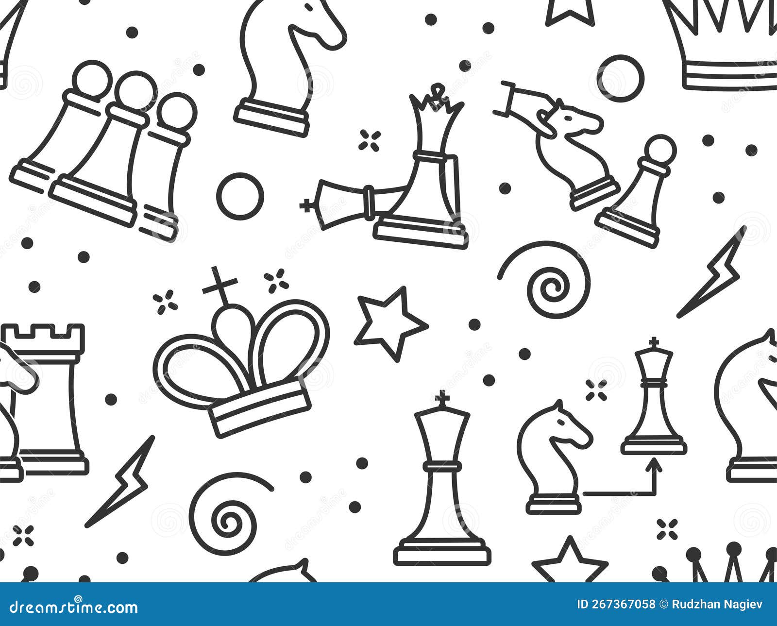 Chess Line Seamless Pattern Stock Vector - Illustration of vector ...