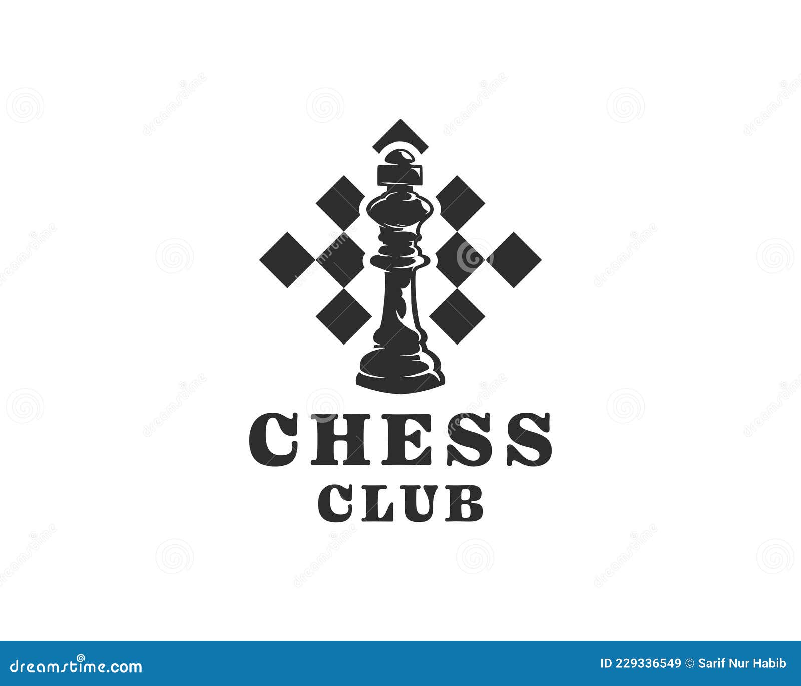 Chess Logo. the King in Chess Symbol with a Chessboard Background Stock ...