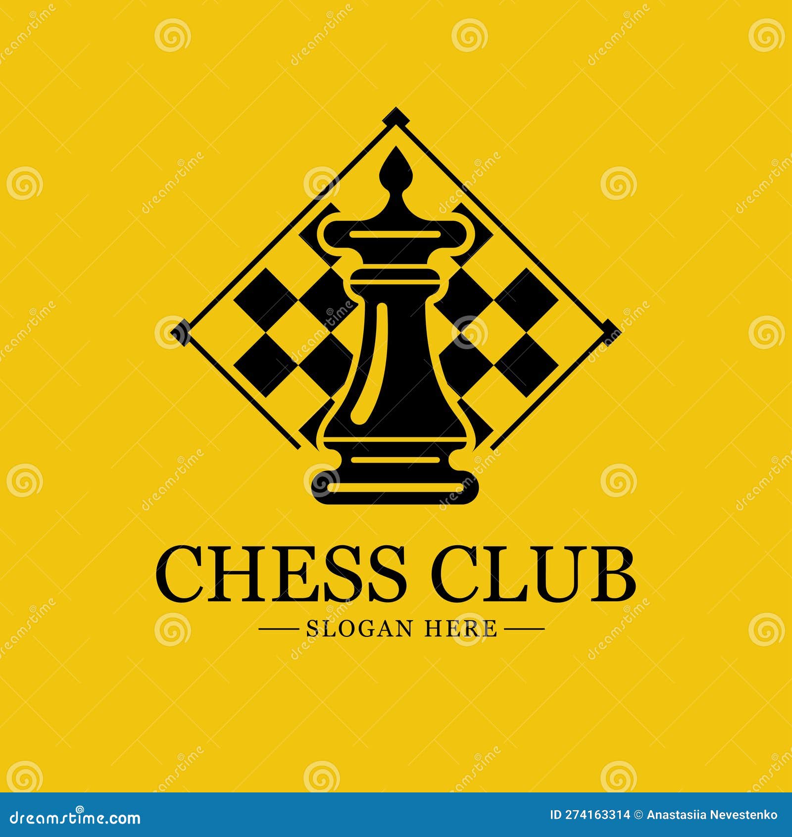 Chess Logo. Minimal Vector Logo Design. Isolated On A Yellow Background ...