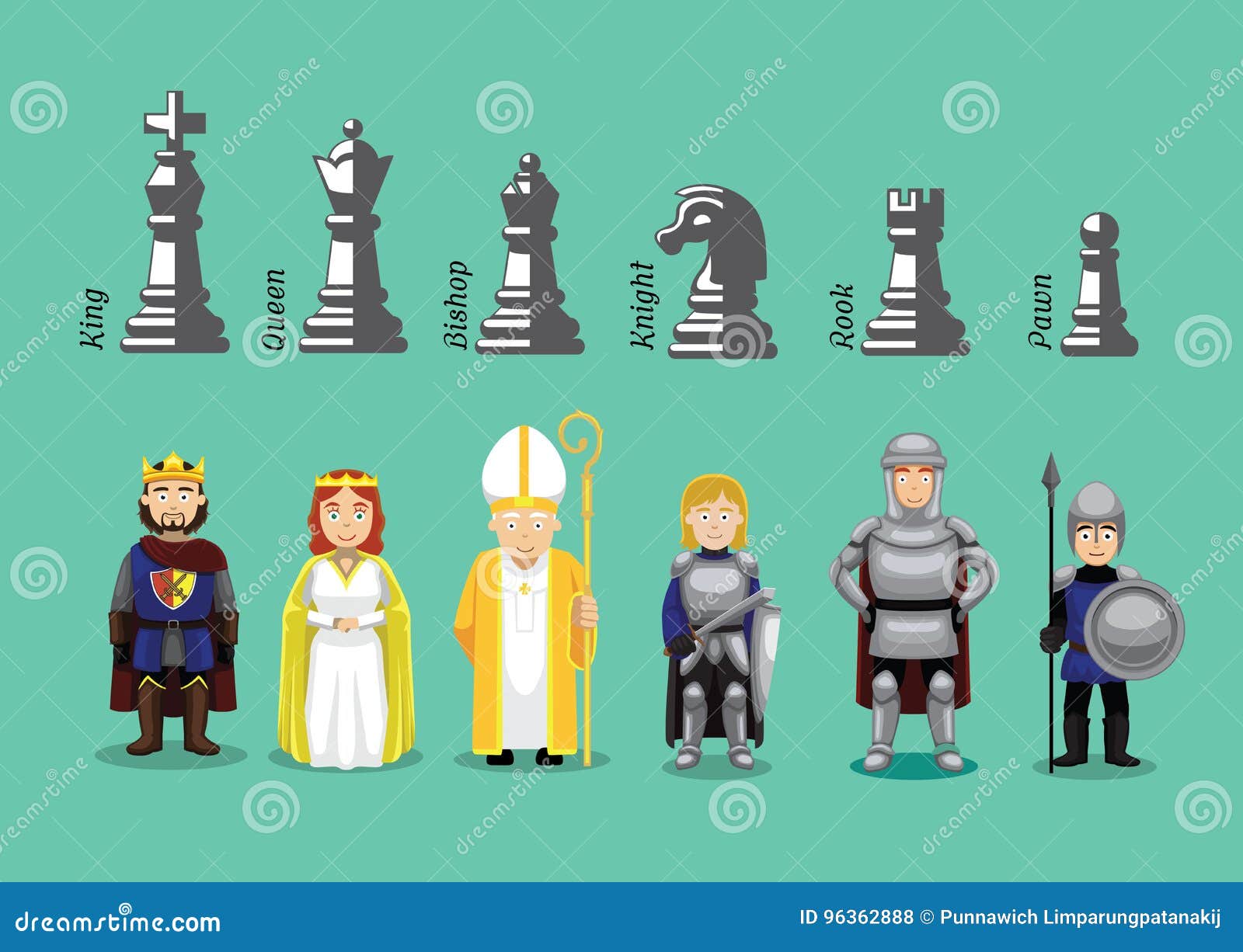 Chess Medieval Character Cartoons Vector Stock Vector - Illustration of ...