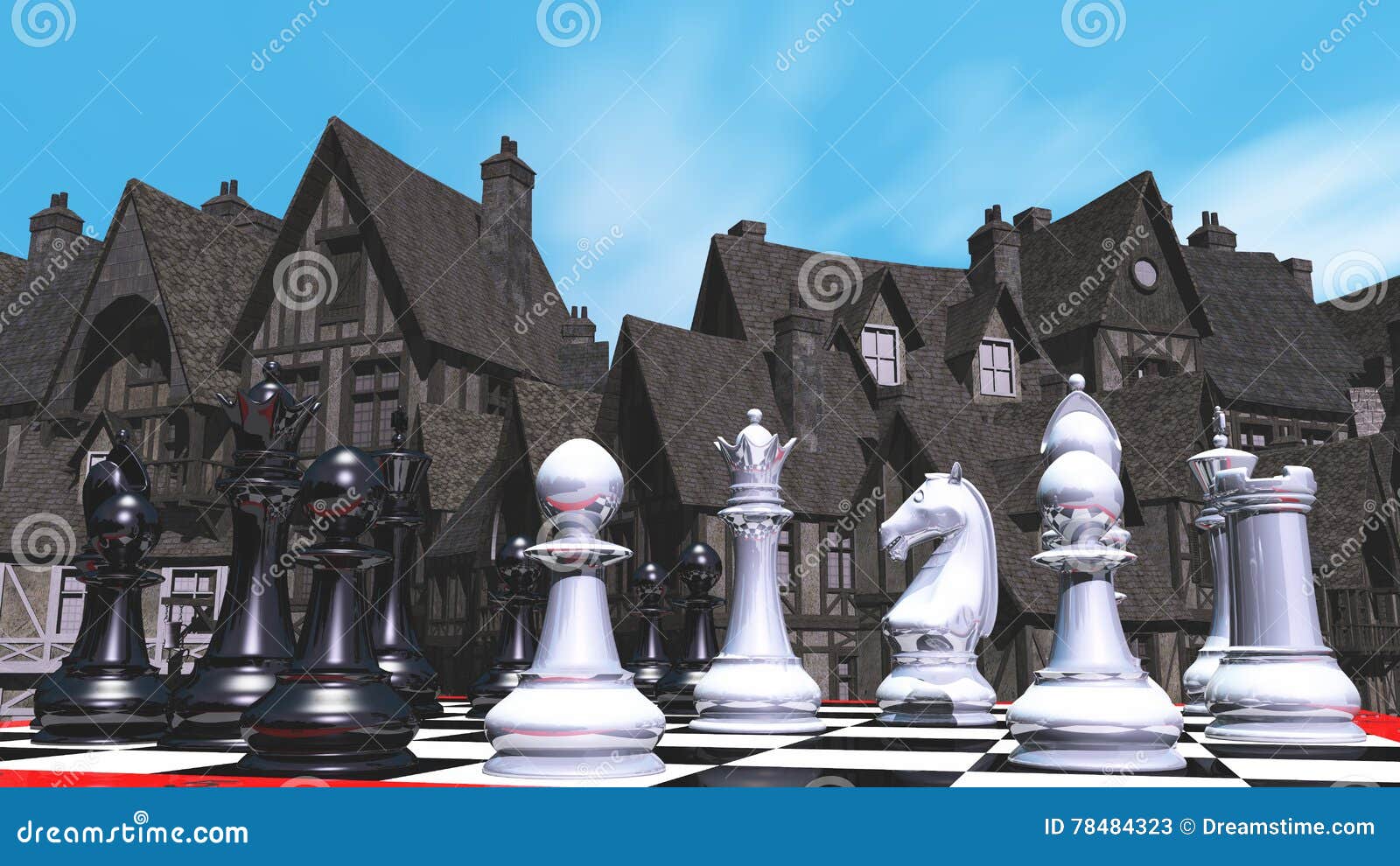 Chess and the Medieval Town Stock Illustration - Illustration of ...